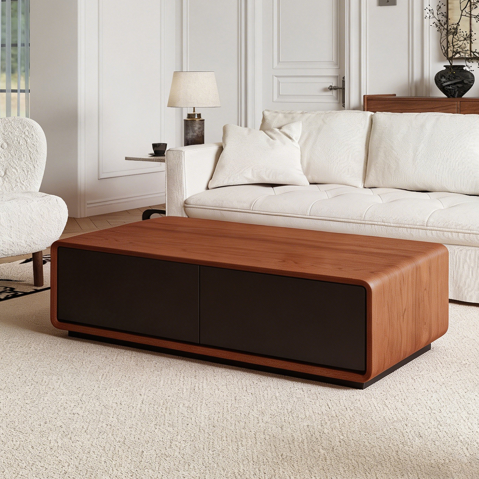George Oliver 51" Coffee Table With Storage 4 Drawers Wood Table For ...