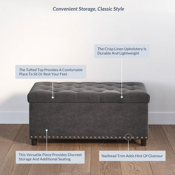 Lark Manor Almarin 35.43" Wide Tufted Rectangle Storage Ottoman ...