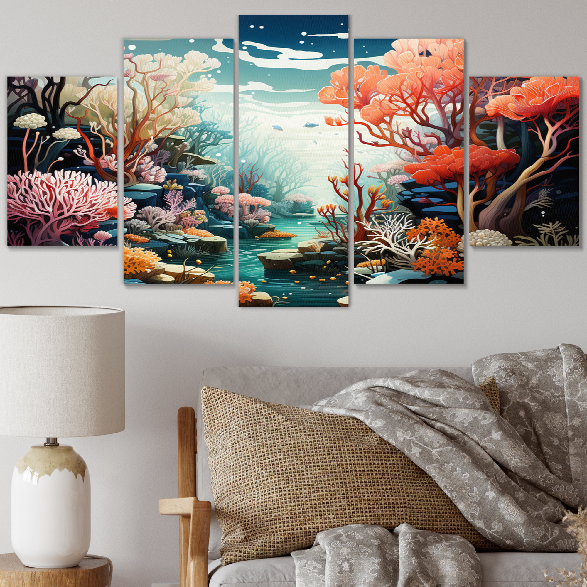 Dovecove Underwater Coral Reef Depths II - Coral Metal Wall Decor Set ...