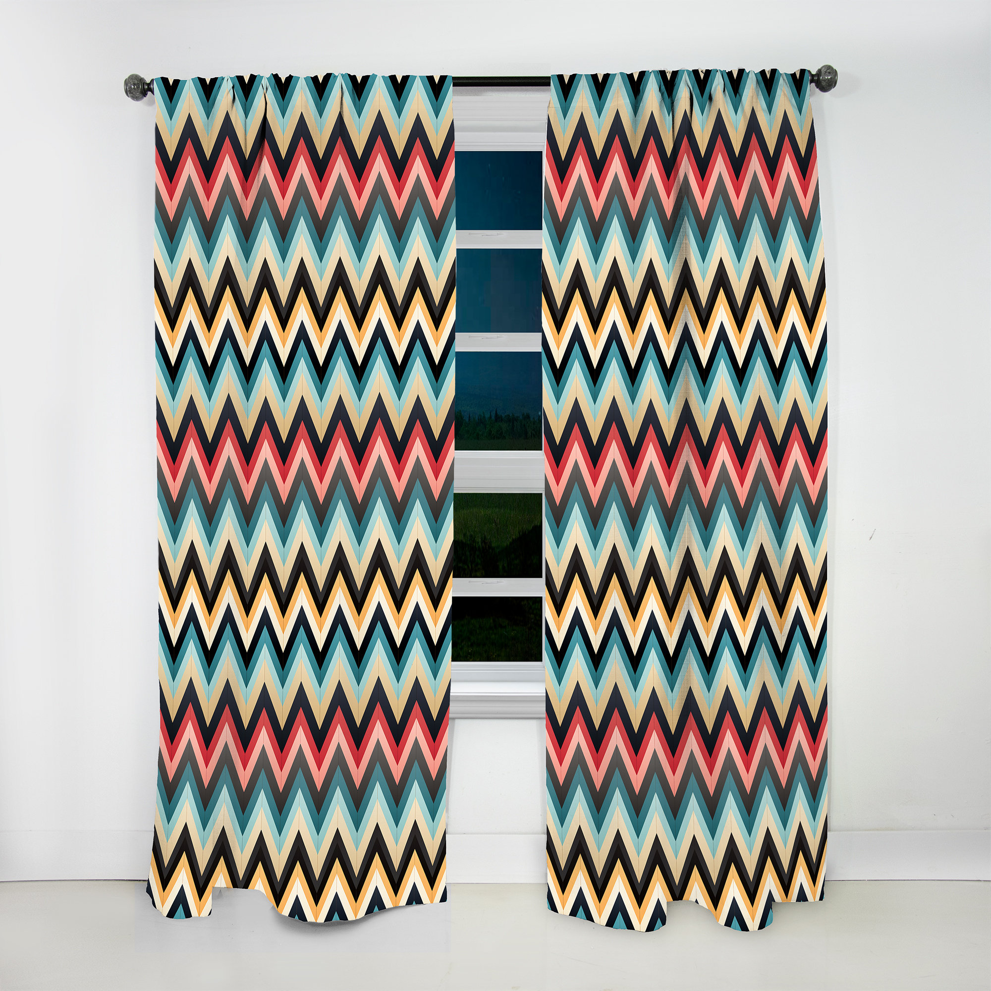 Design Art Tribal Fusion Chevron Pattern I - Chevron Curtain - Velvet ...