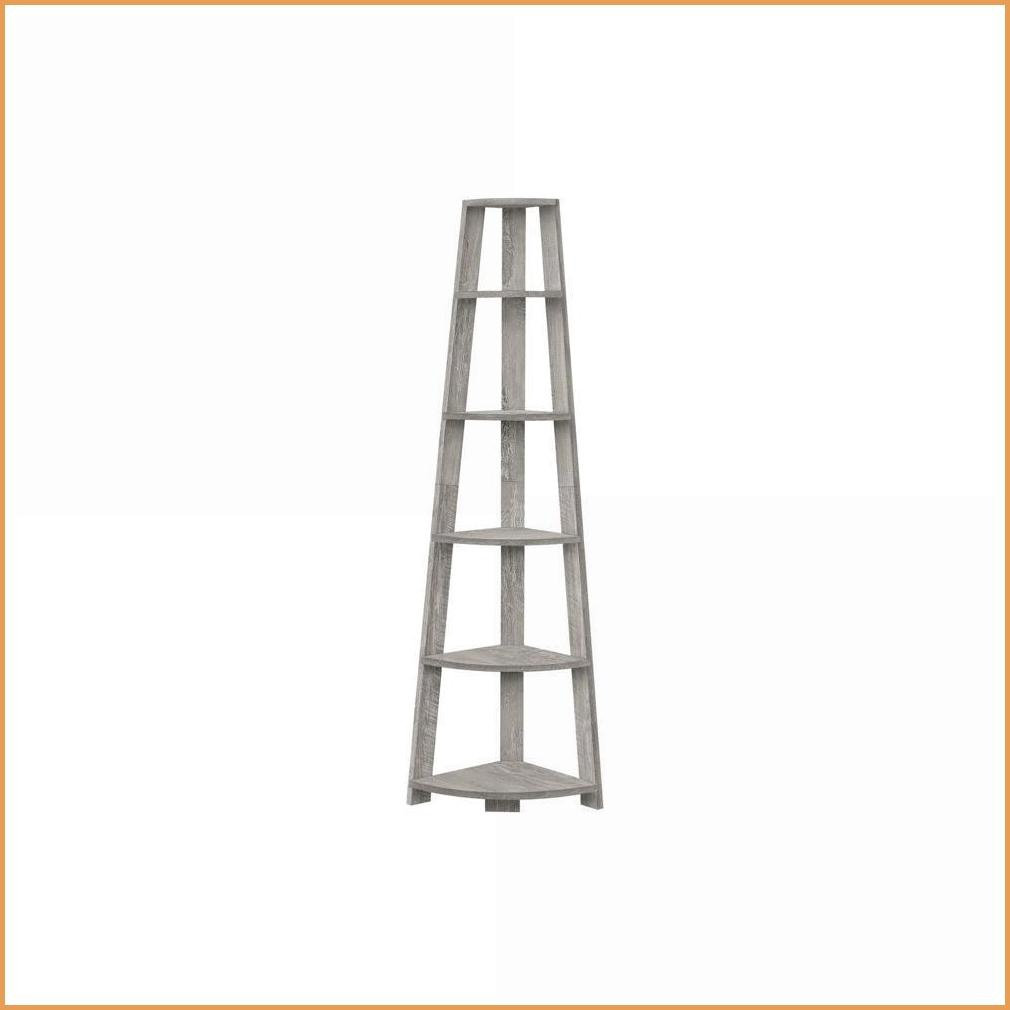 Latitude Run® Bookshelf, Corner 5-Tier 72"H Brown Oak Contemporary ...