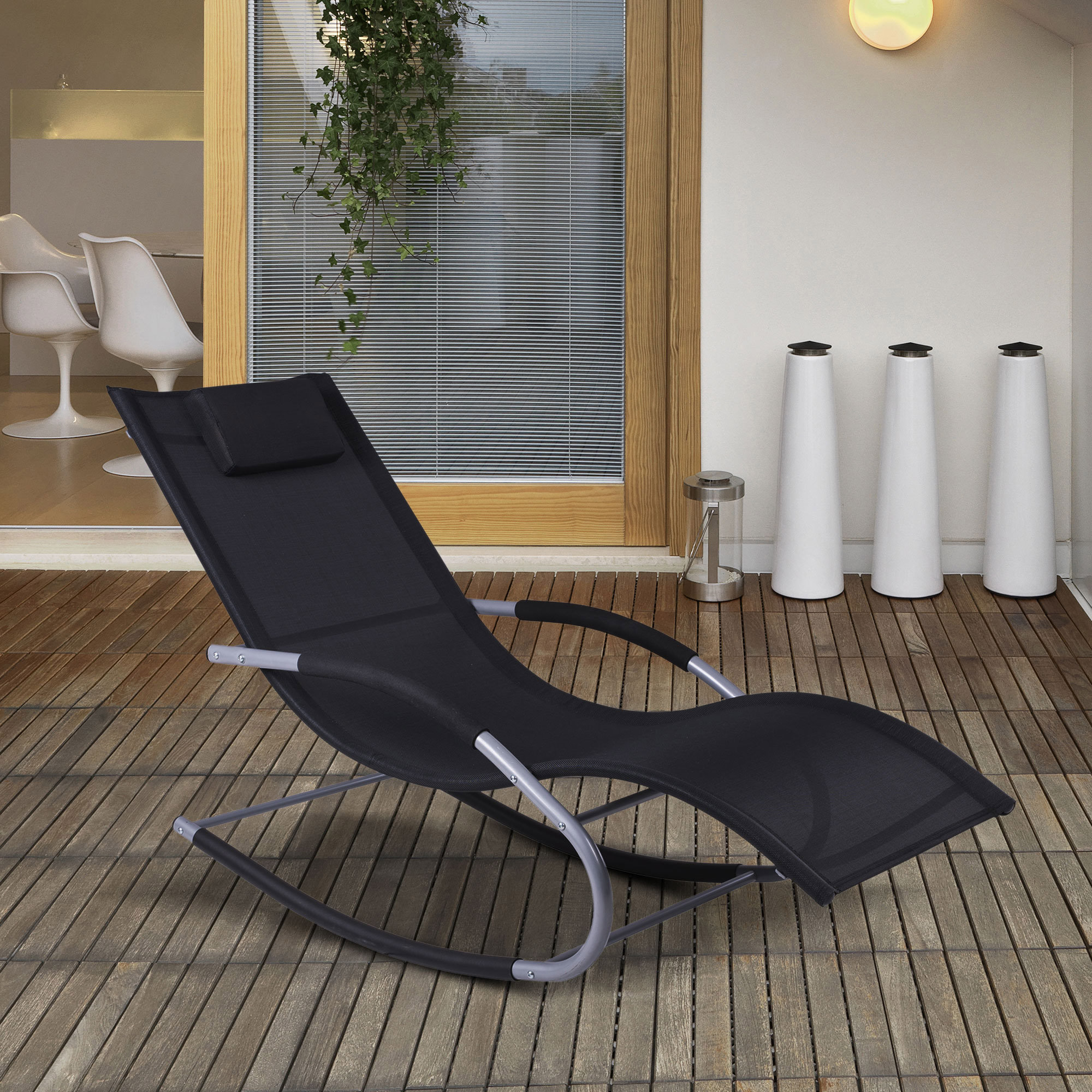 Ebern Designs Zero Gravity Rocking Chair Outdoor Chaise Lounge Chair Recliner Rocker | Wayfair