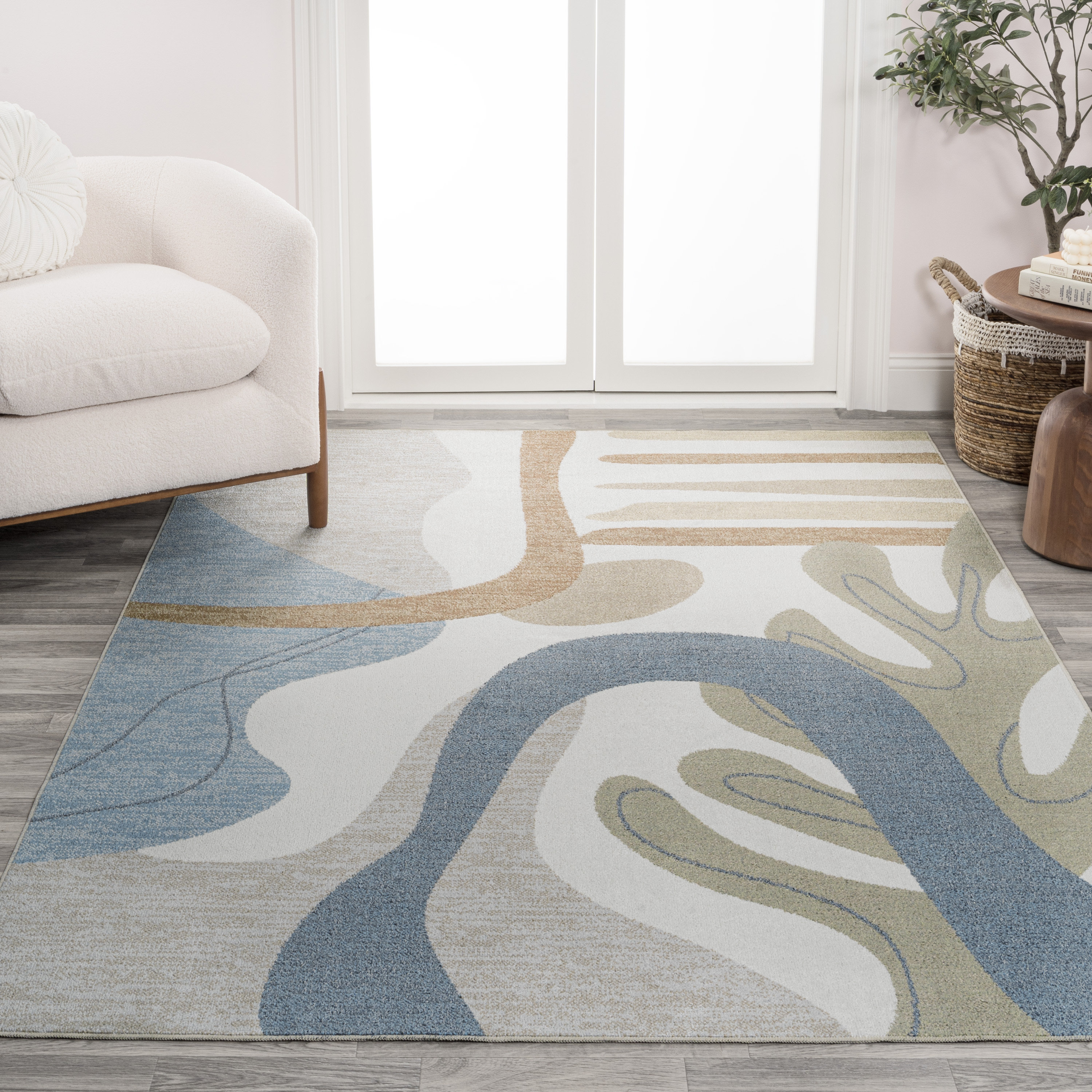 Ivy Bronx Rectangle Jasian Abstract Machine Woven Polyester Area Rug in ...
