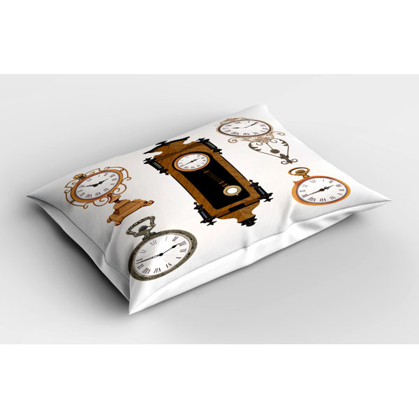 Ambesonne Vintage Pillow Sham 2 Pack Antique Clocks Pattern Umber and ...