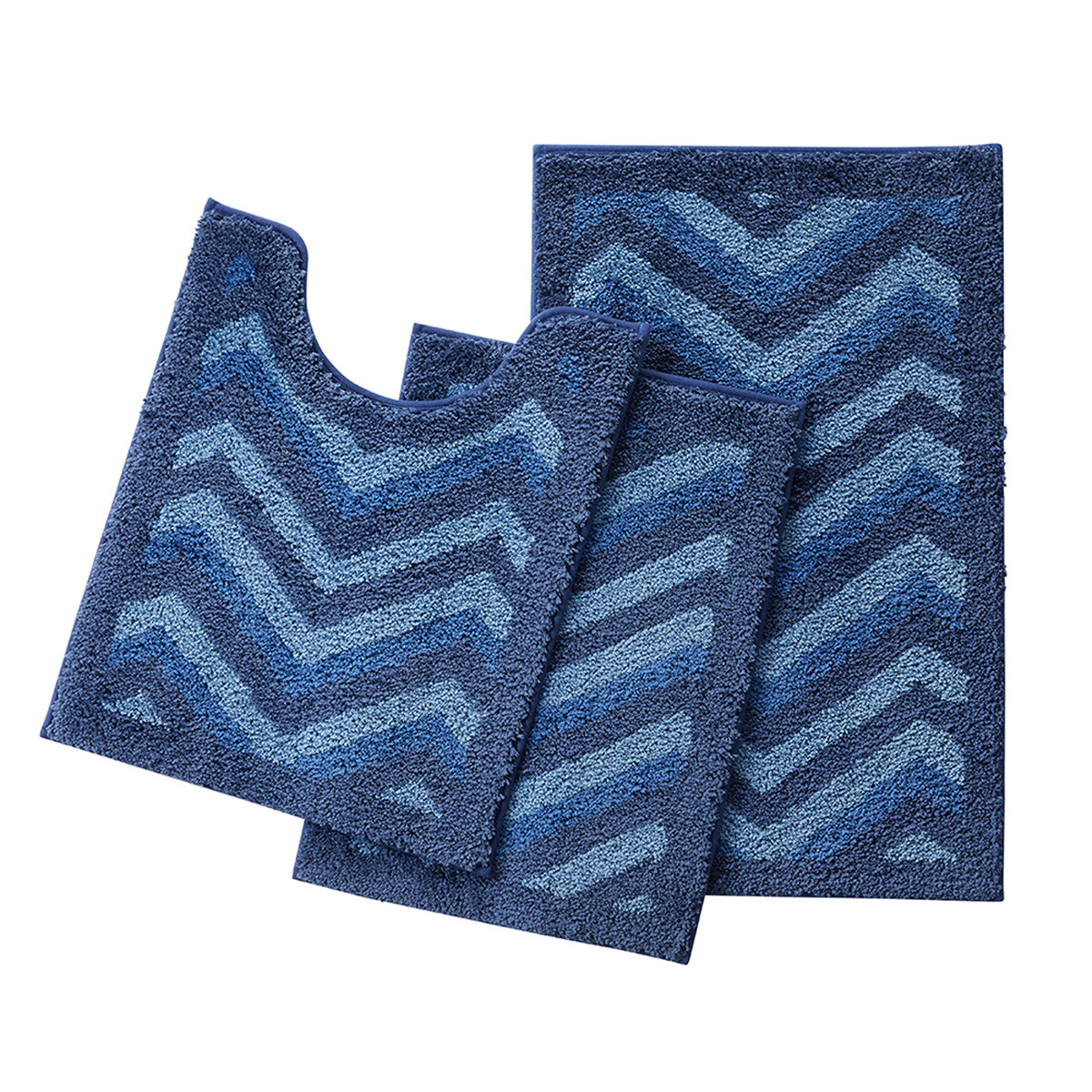 Clara Clark Ultra Soft Non-Slip 3 Piece Shaggy Chevron Bath Rug Set ...