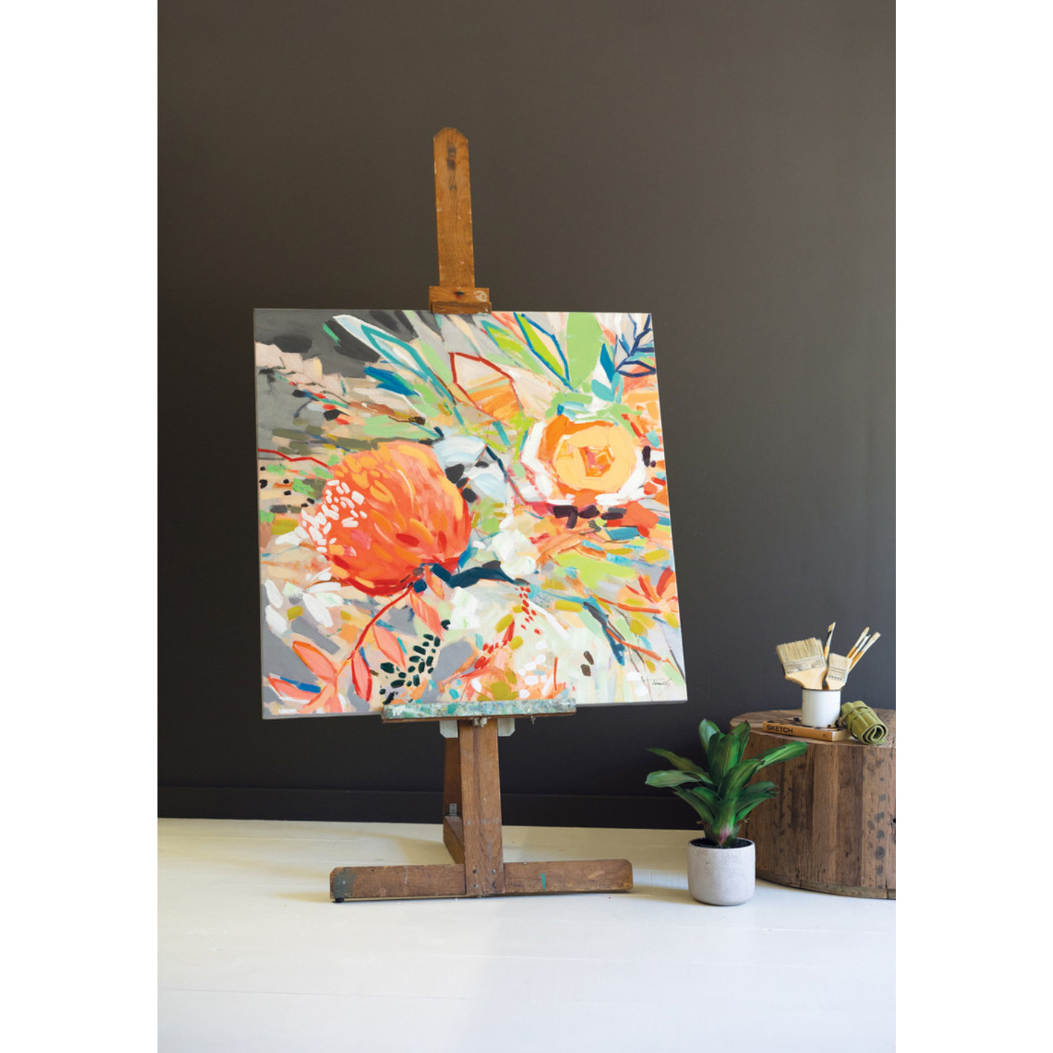 Kalalou Large Abstract Flowers Oil Painting On Canvas Painting | Wayfair
