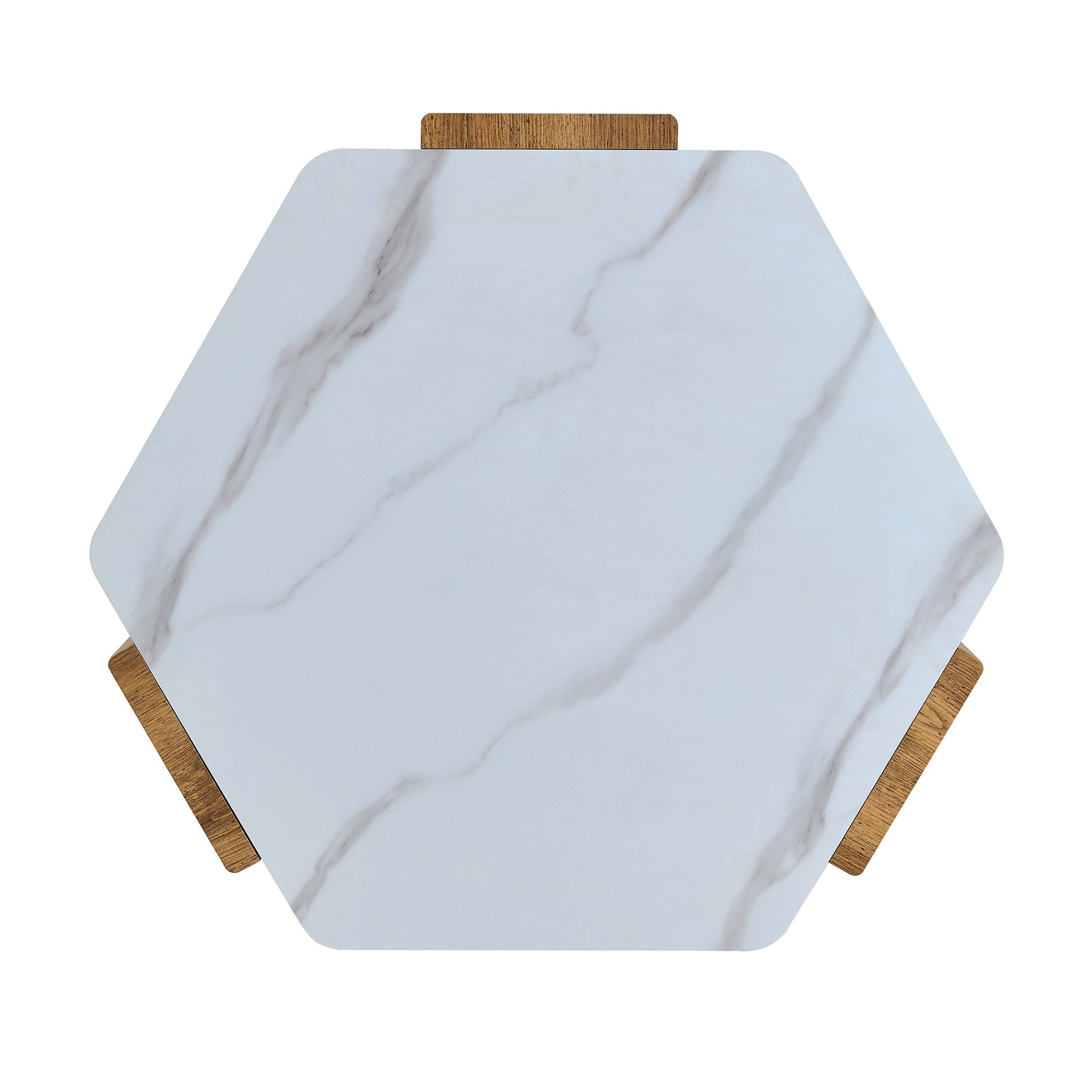 George Oliver 31-Inch White Marble-Textured Pentagonal Coffee Table ...