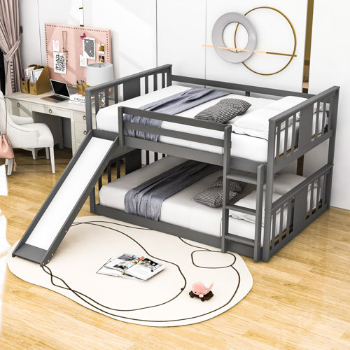 Harriet Bee Euretta Twin Over Twin Bunk Bed,Wood Bunk Bed with Slide ...