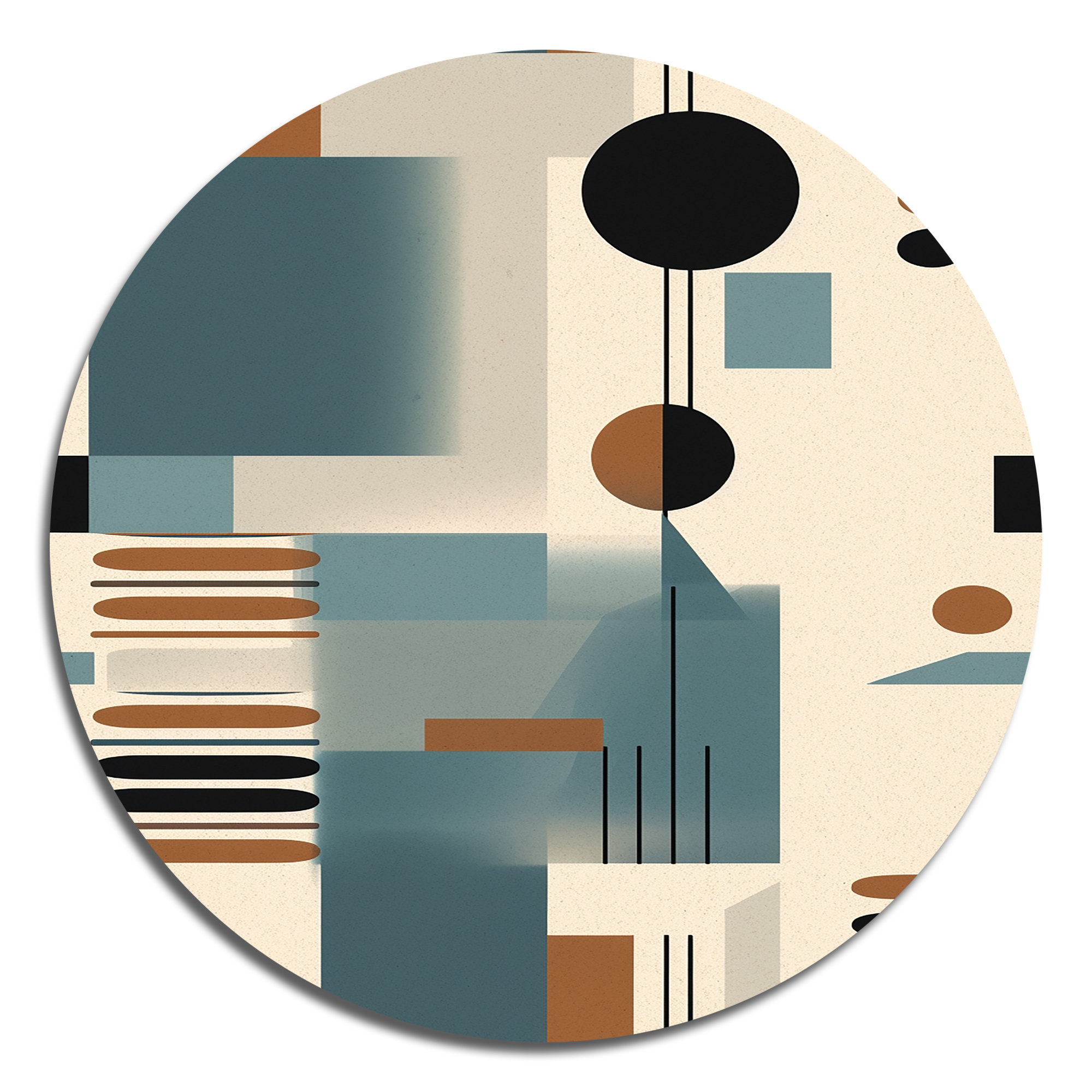 Design Art Cream Blue Geometric Quiet Depths I - Abstract Minimalism ...