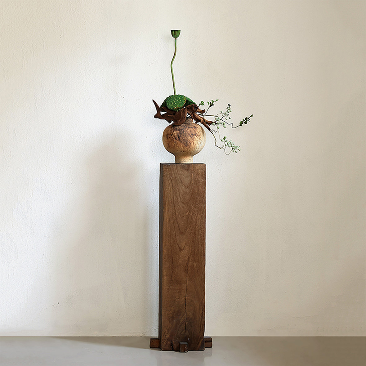Loon Peak® Brown + Cuboid + Solid wood + Ceramic + Artificial plants ...