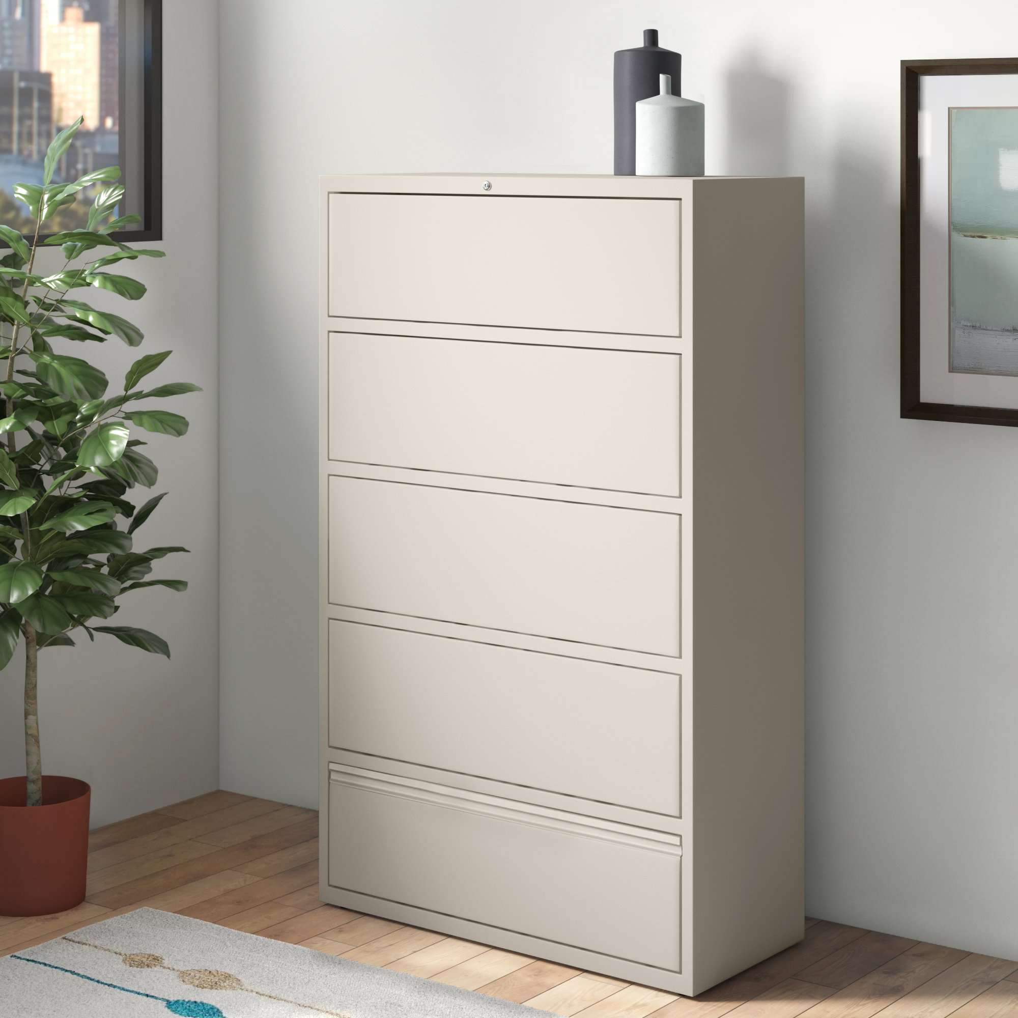 Inbox Zero Pabel 5-Drawer Vertical Filing Cabinet | Wayfair