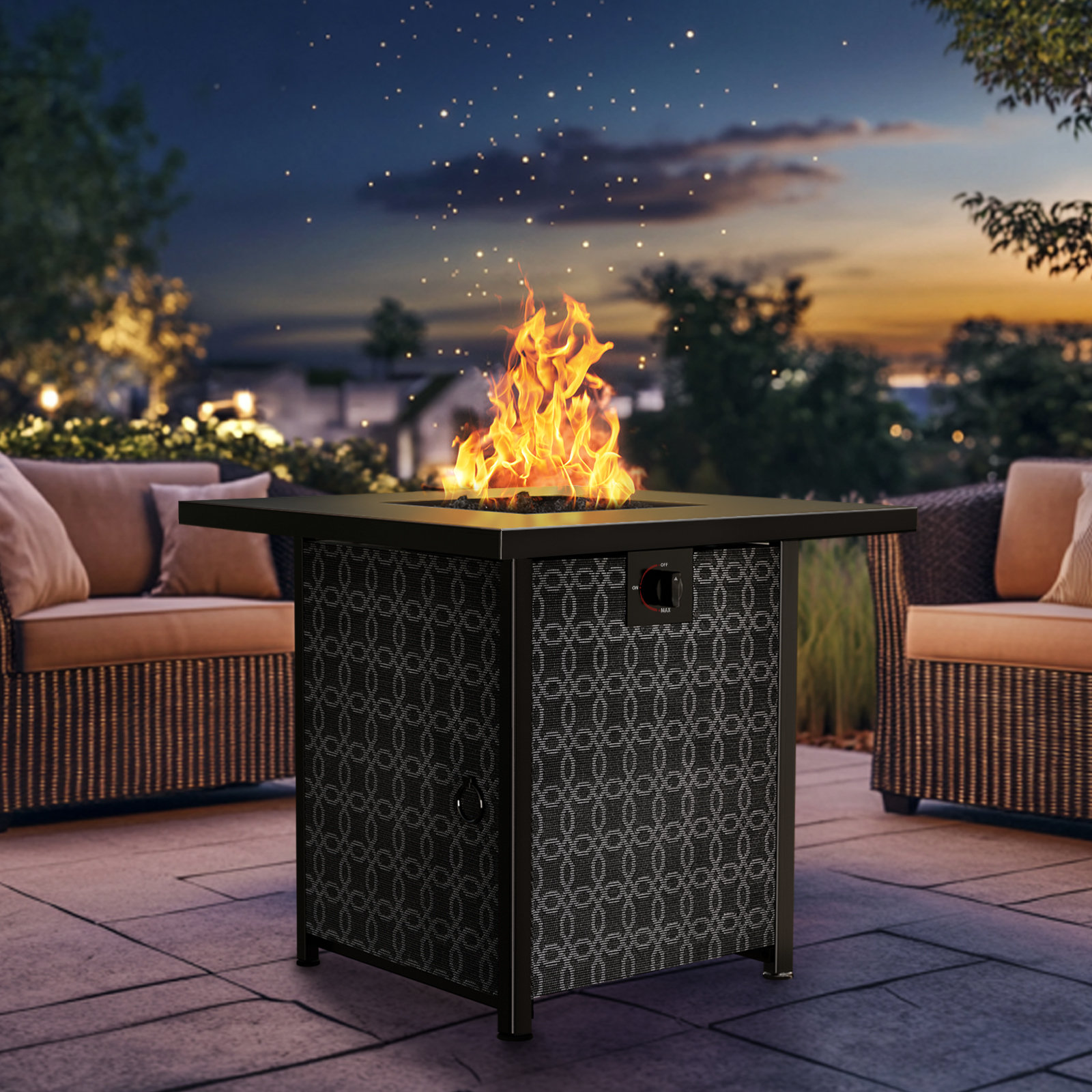 Ebern Designs Propane Fire Pit CSA-Listed Outdoor Fire Pit Table ...