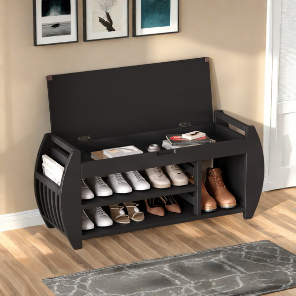 Red Barrel Studio® 3-In-1 Shoe Storage Bench, Mid-Century Upholstered ...