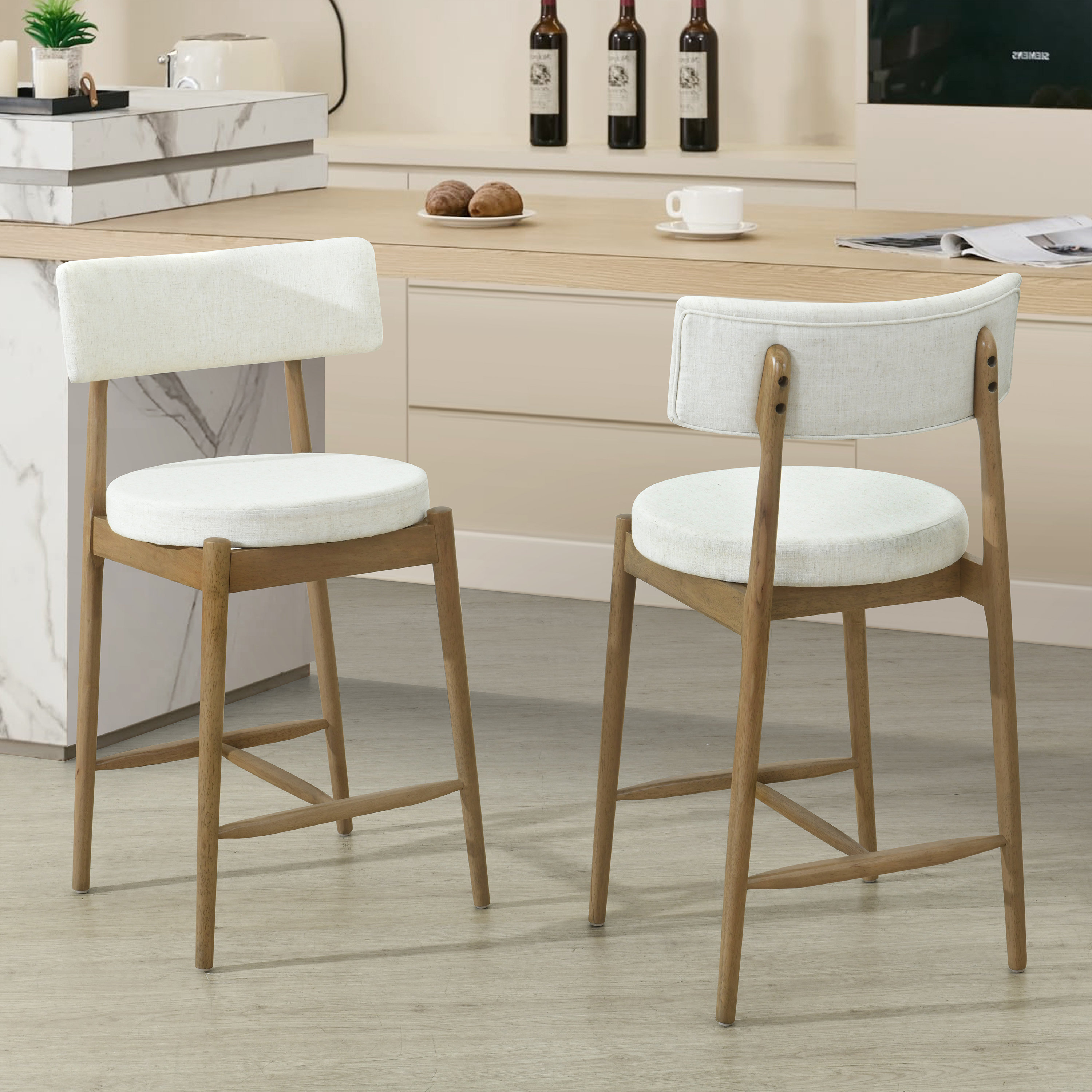 George Oliver Travares Fabric Upholstered Counter Stools | Wayfair