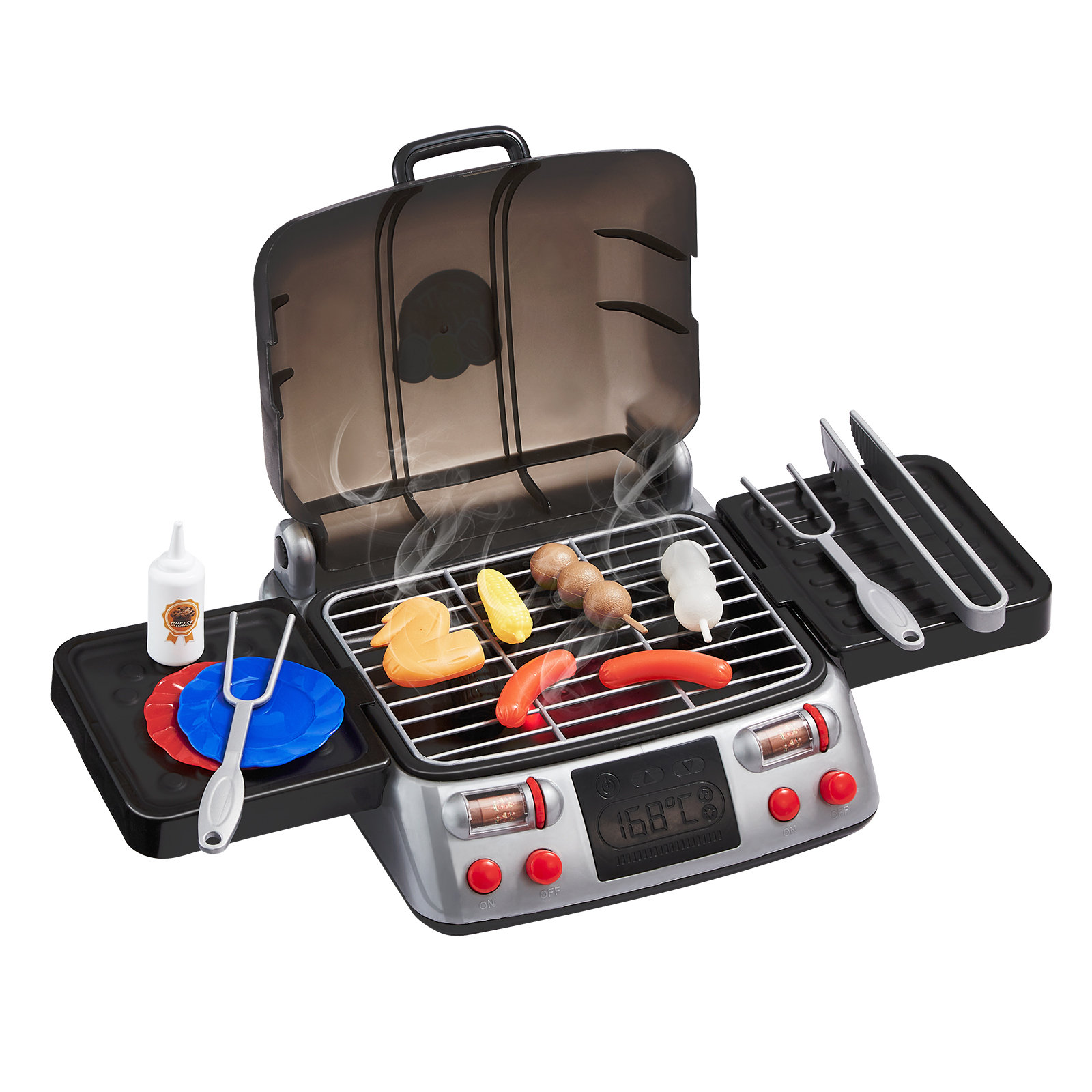 VEVOR 19 PCS Kids BBQ Grill Playset Cooking Grill Toy Set with Smoke ...