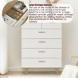 Corrigan Studio Wooden Drawer Dresser, 6-drawers Storage Cabinet, With ...