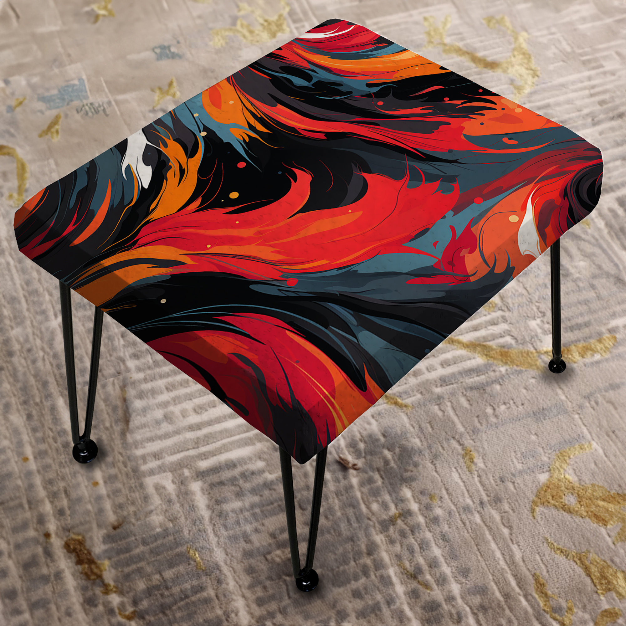 Design Art Poupart Bold Brush Frenzy - Abstract Rectangle Ottoman | Wayfair