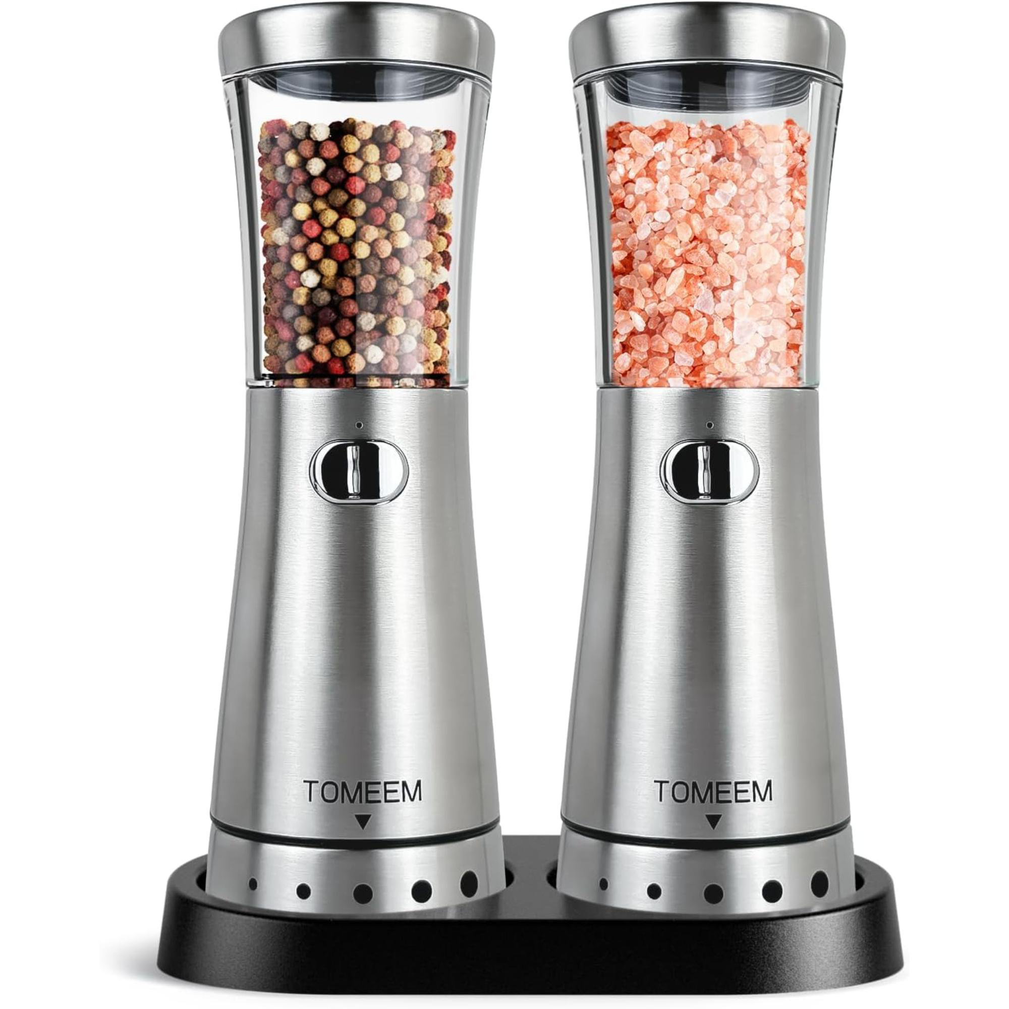 Textiles Hub Electric Salt And Pepper Grinder Set With Storage Base ...