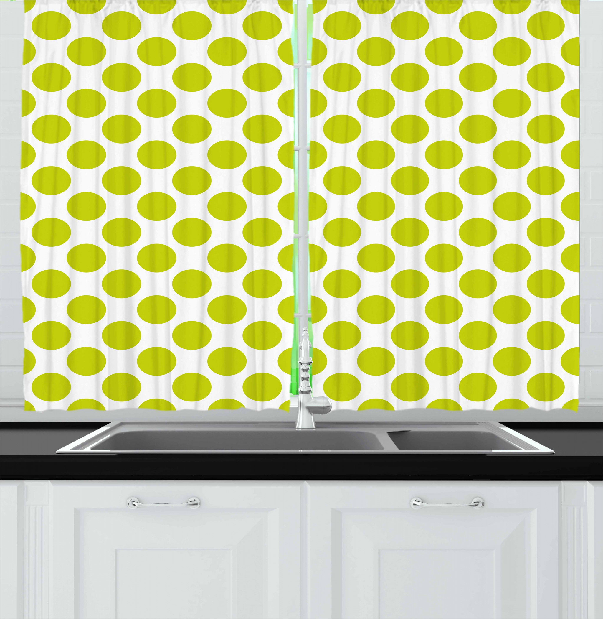 Ambesonne Lime Green Kitchen Curtain | Wayfair