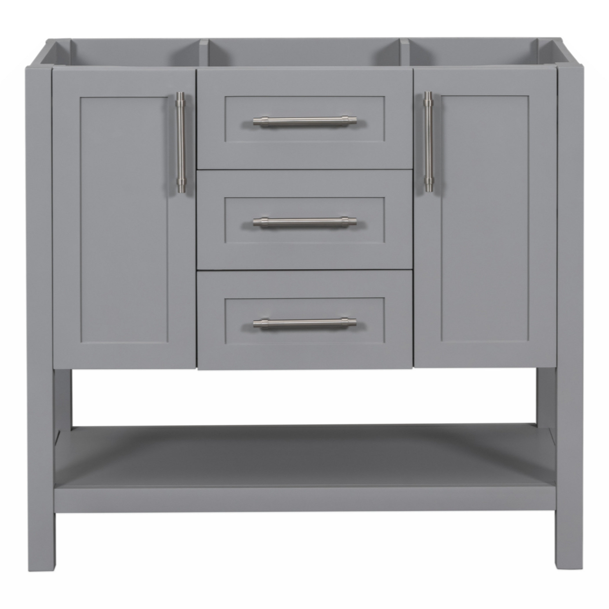 Wenty 35.4'' Single Bathroom Vanity Base Only with 3 Drawer, Shelves ...