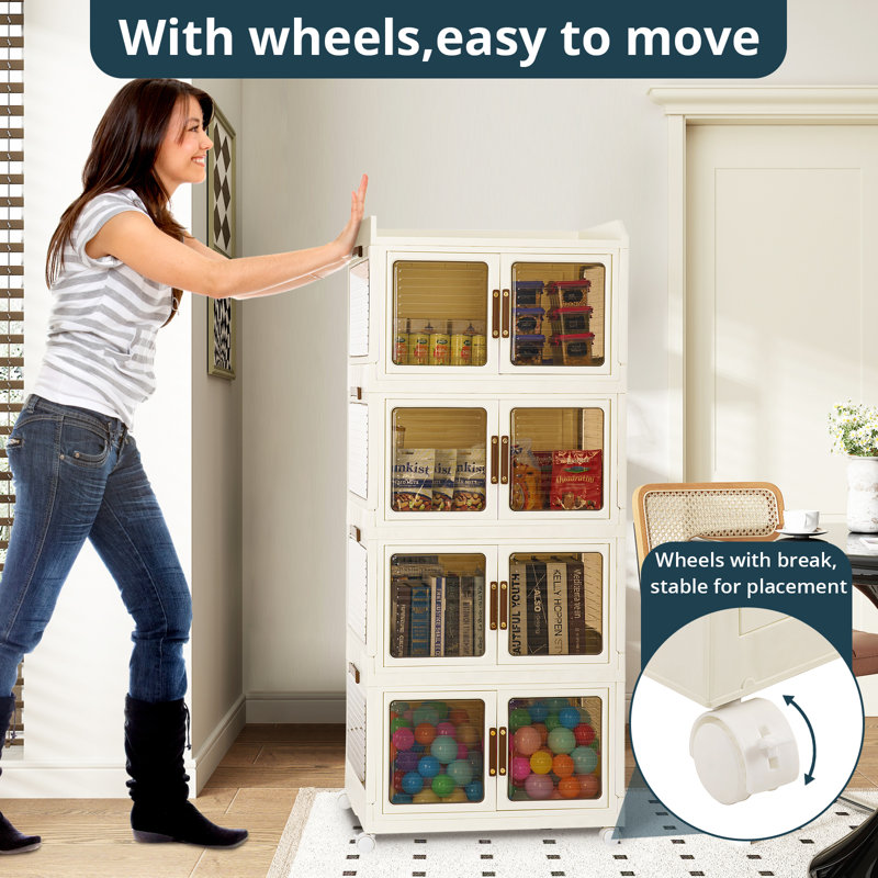 WFX Utility™ Stackable Foldable Storage Bins with Lids and Wheels 4 ...