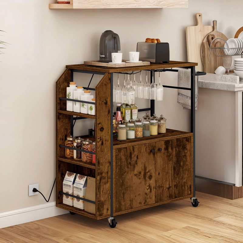 Winston Porter Mobile Rolling Portable Serving Utility Kitchen Island ...