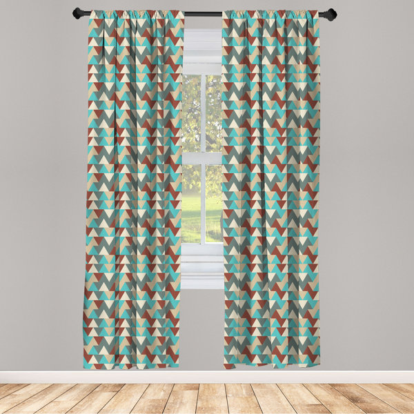 Ambesonne Geometric 4-Panel Curtains, Colorful Triangles Art Cadet Blue ...