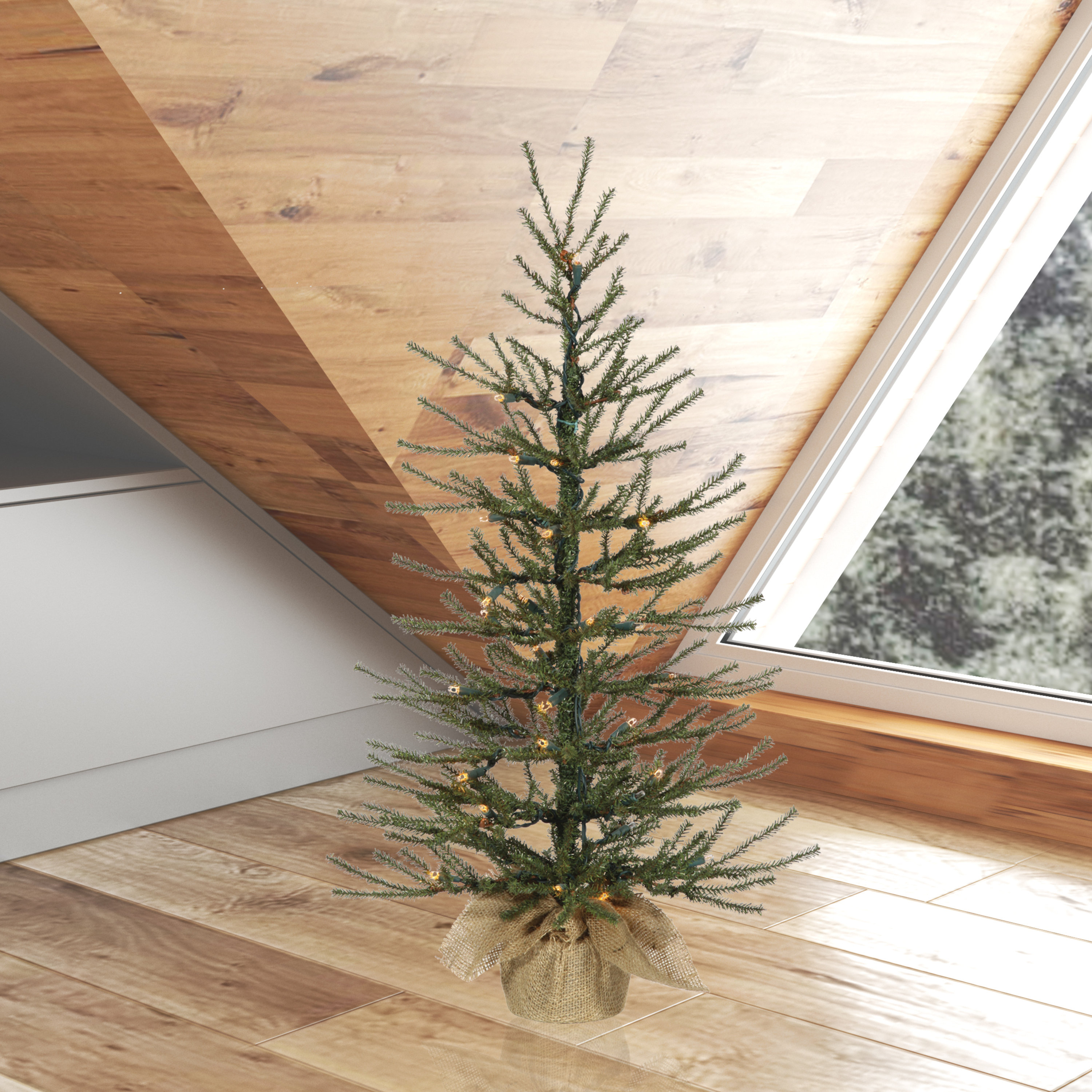The Holiday Aisle® Angel Pine Tree 3' Artificial Christmas Tree with 50 ...