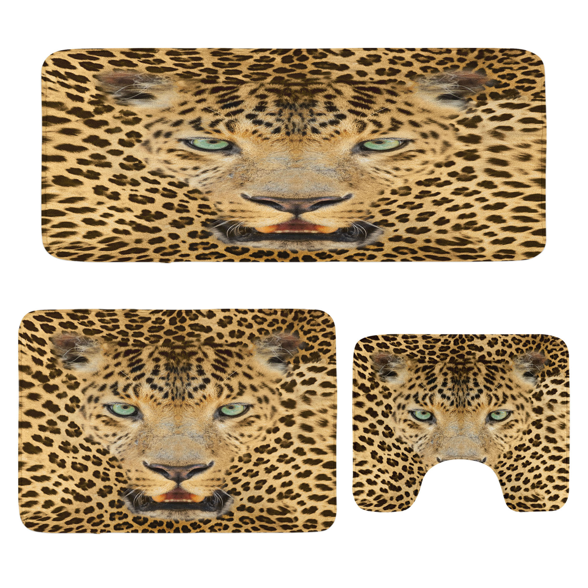 East Urban Home Leopard Bathroom Rug Set 3 Pieces U-Shape & Rectangle ...