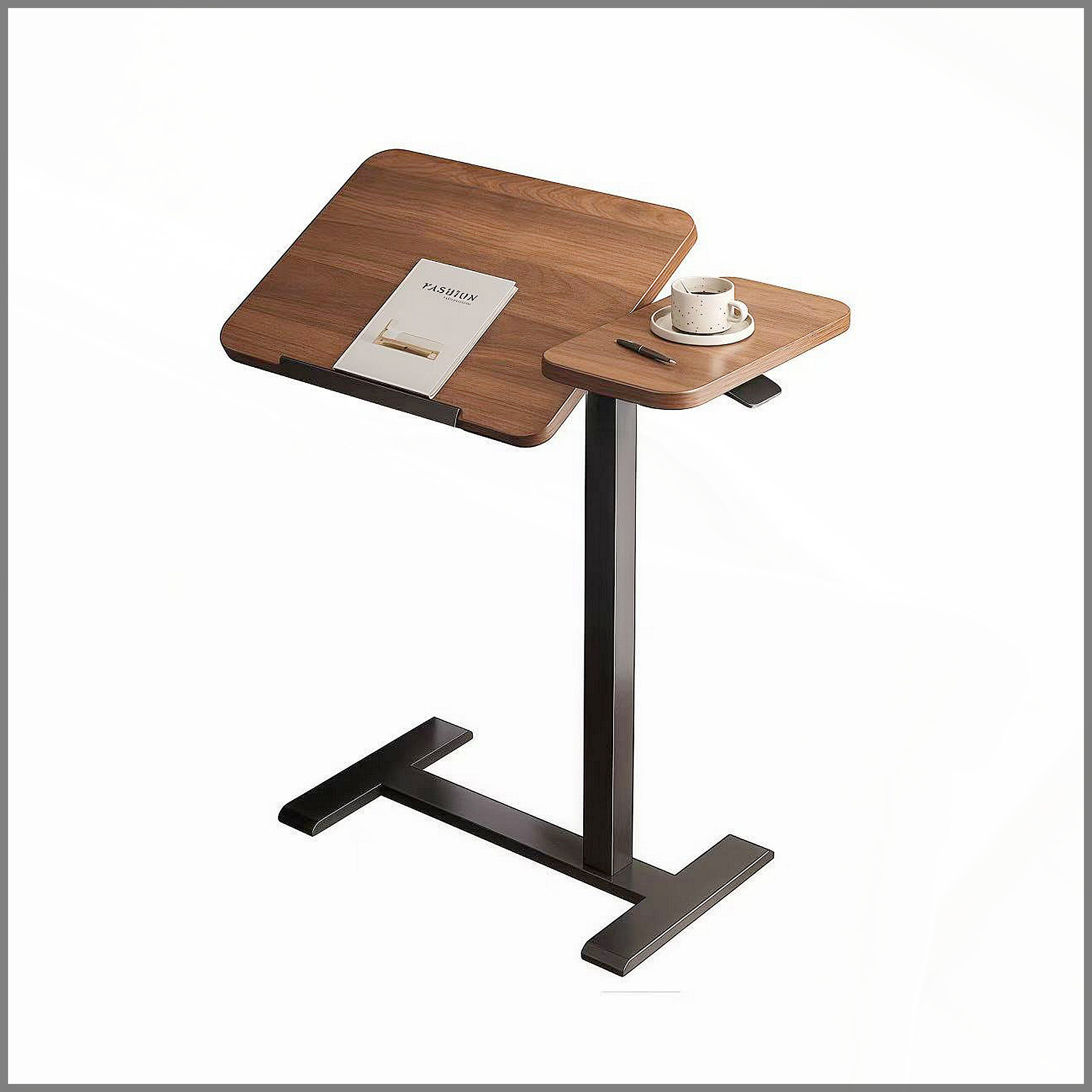 George Oliver Height-Adjustable Overbed Table with Wheels, Mobile ...