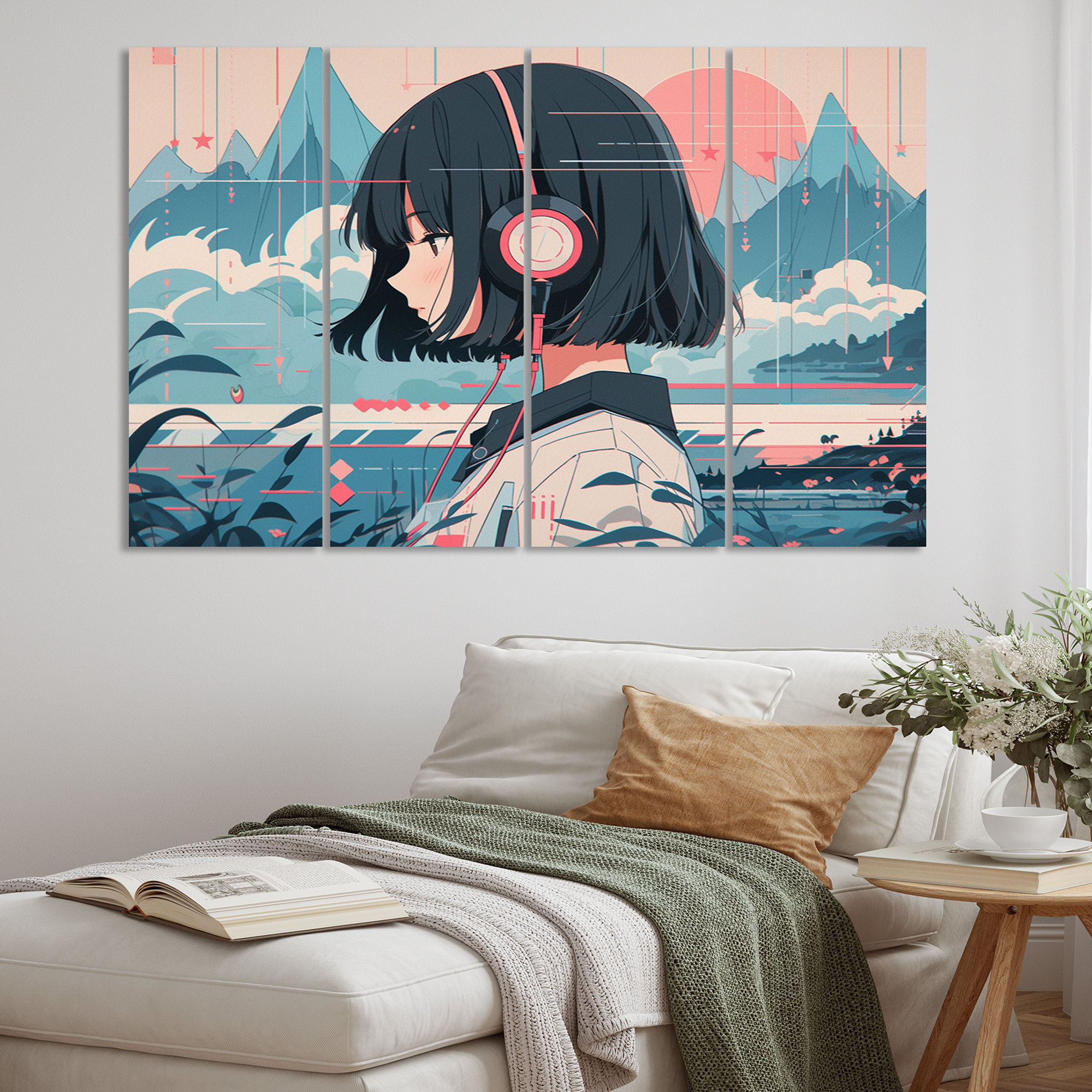 Winston Porter Female Anime Character IV On Canvas 4 Pieces Print | Wayfair