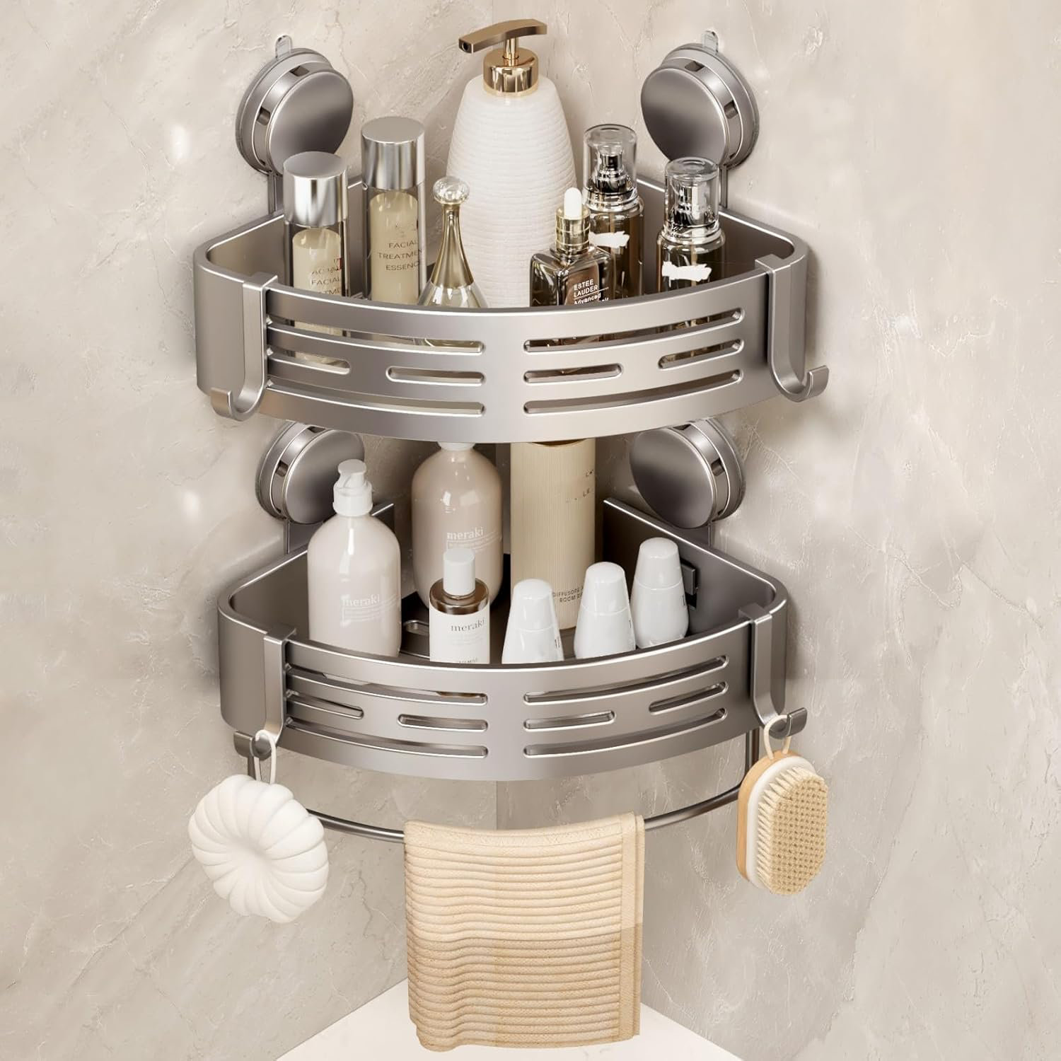 Rebrilliant Corner Shower Caddy Suction Cup Shower Shelf Corner No ...