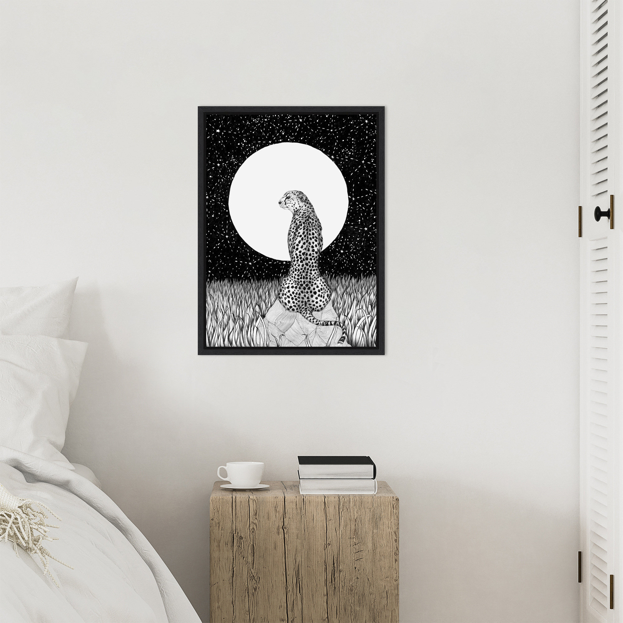 Breakwater Bay Cheetah Moon by Amareya Framed Canvas Wall Art Print ...
