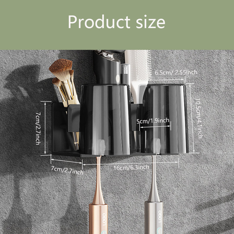 Rebrilliant Toothbrush Holder Wall Mounted,Multifunctional Bathroom ...