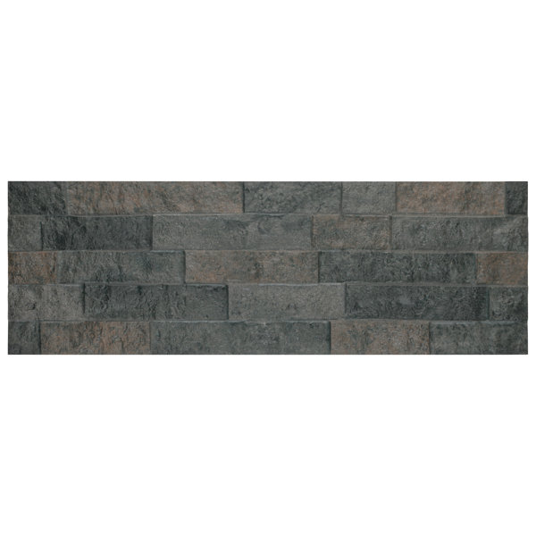 Merola Tile Irazu Antracita 8" x 24" Pressed Porcelain Stone Look Wall ...