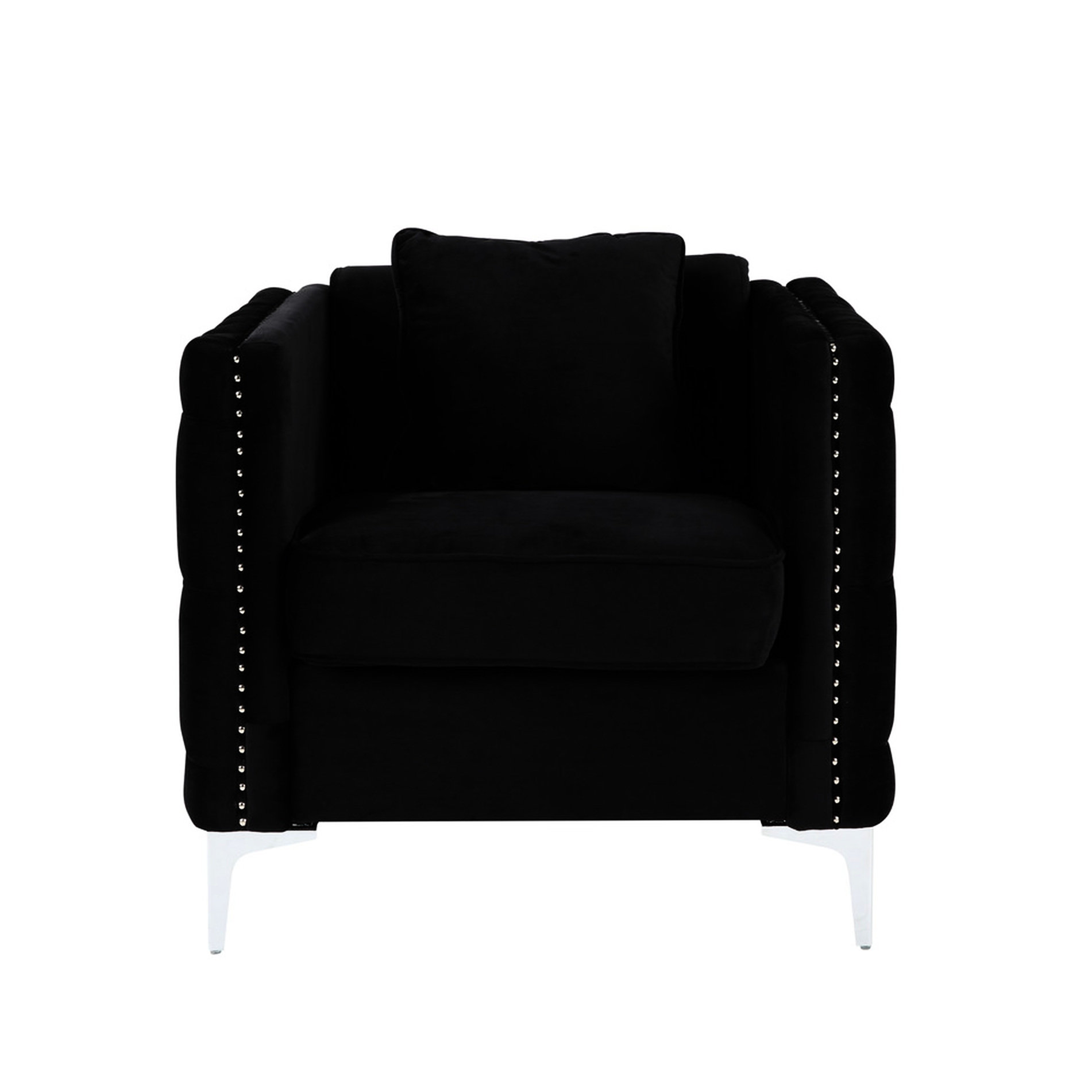 Rosdorf Park Black Velvet 34" Chair, Handmade Button , Metal Legs, Foam ...