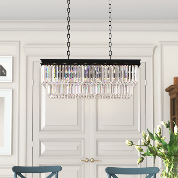 Greyleigh™ Alleyne 8-Light Rectangular Crystal Chandelier, Black ...