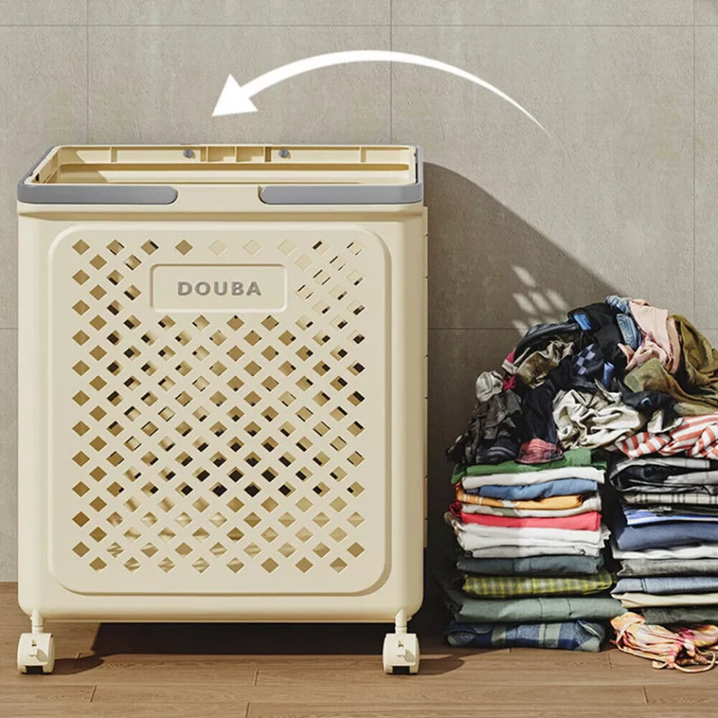 Rebrilliant Collapsible Laundry Basket With Wheel Foldable Portable ...