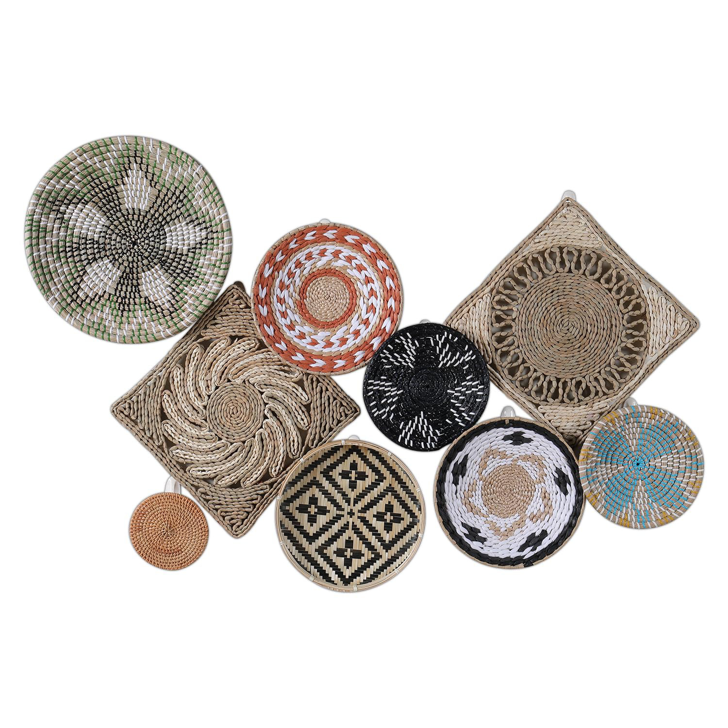 Dakota Fields Boho Wall Basket Decor - 9 Pack - Square & Circular ...