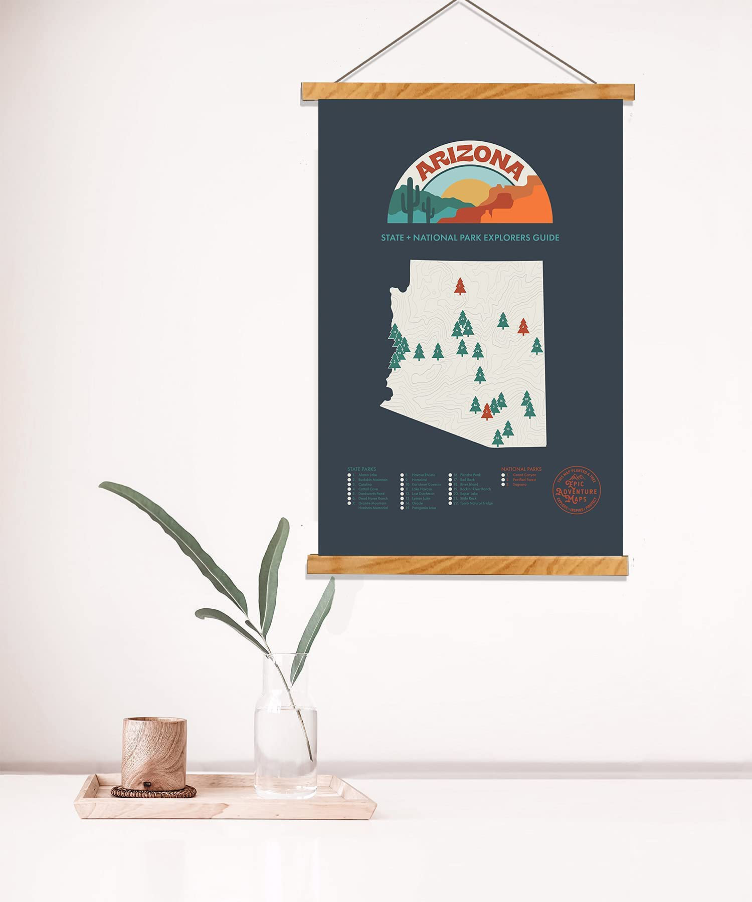 Epic Adventure Maps Arizona State Parks Bucket List Poster, Map Of ...