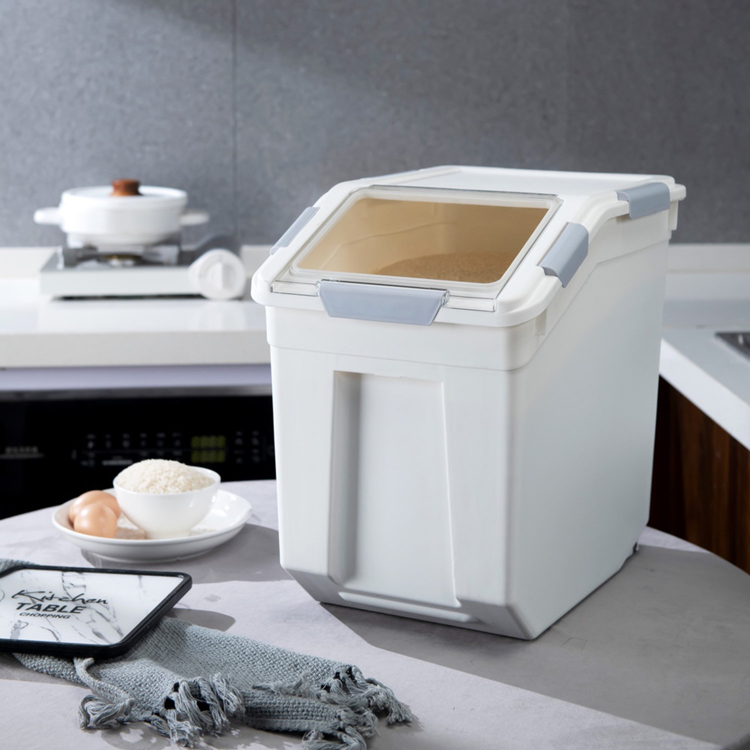 Prep & Savour 40 LB Rice Storage Container with Measuring Cup, BPA free ...