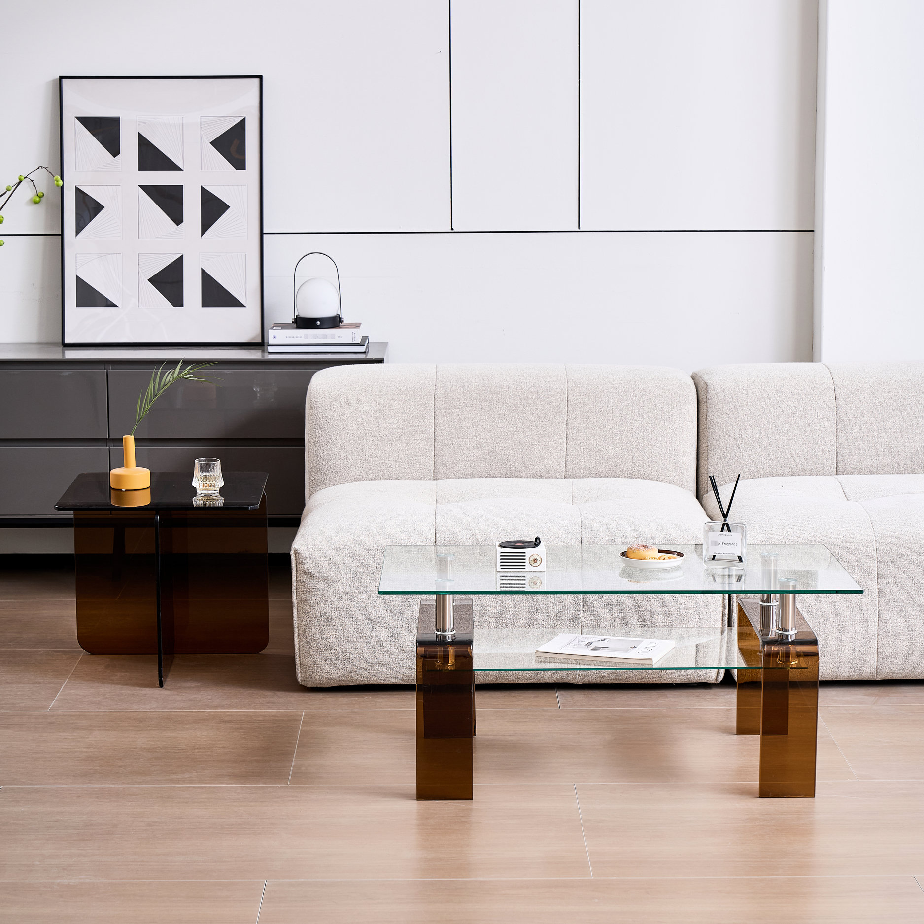 Ivy Bronx 2-layer Tempered Glass Table For Living Room - Modern Design ...