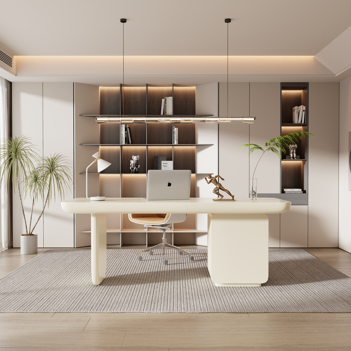 Latitude Run® 70.87" Beige Writing Desk, with 4 Drawers, Retangular ...