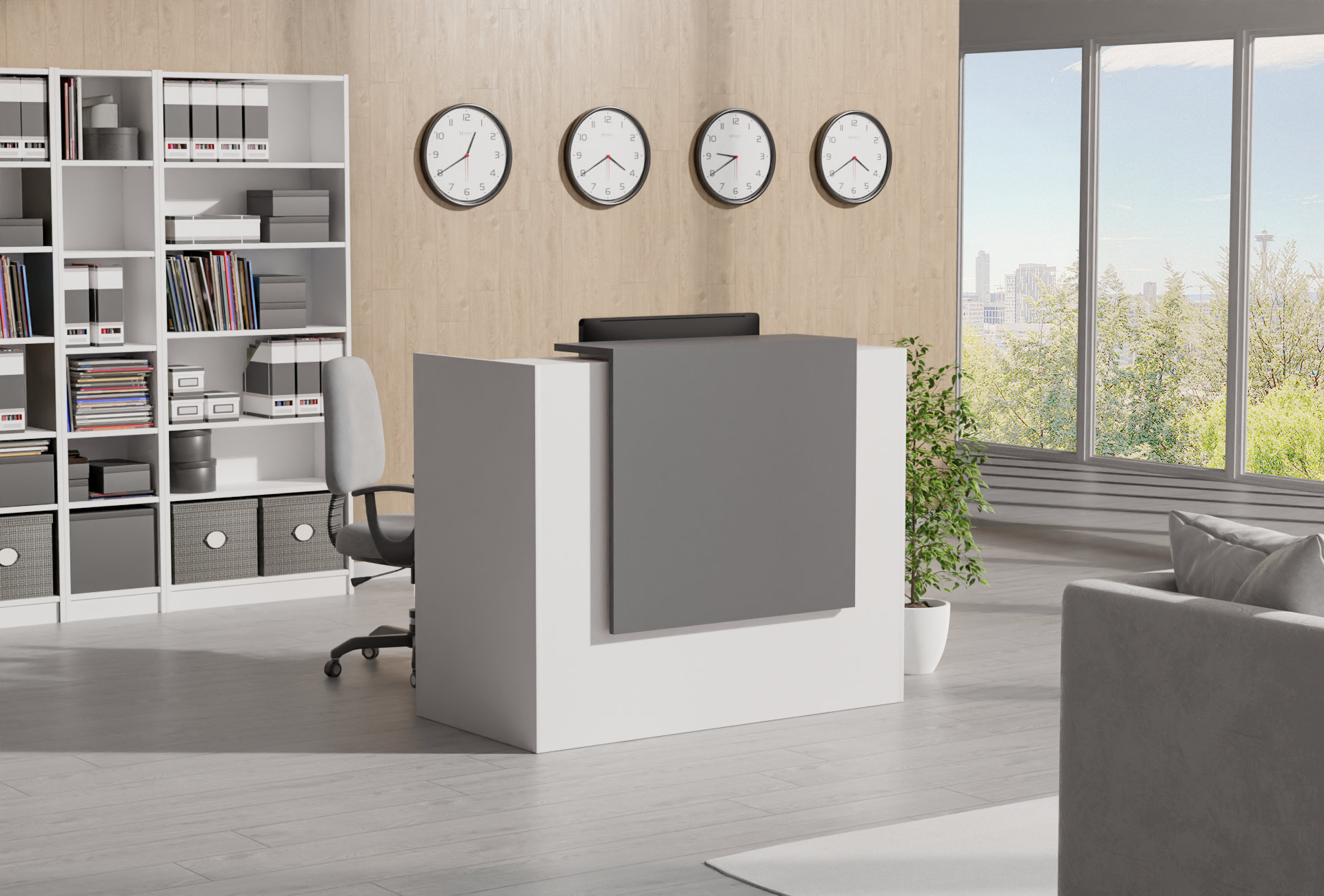 Ebern Designs ICN 53" Modern Reception Desk, Multifunctional Modern ...