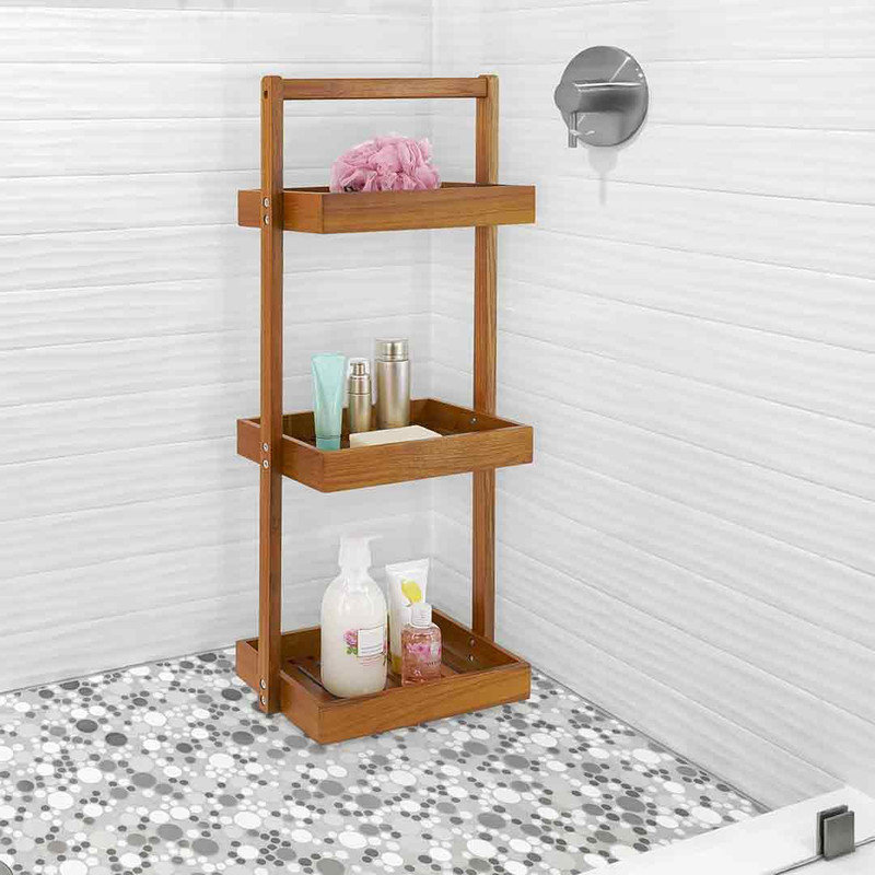 Millwood Pines Donelia Teak Wood Freestanding Bathroom Shelves | Wayfair