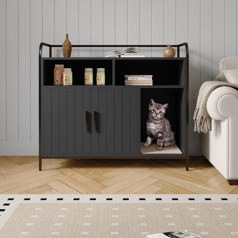 Tucker Murphy Pet™ 37 Inch Modern Wooden Litter Box with Storage Rack ...