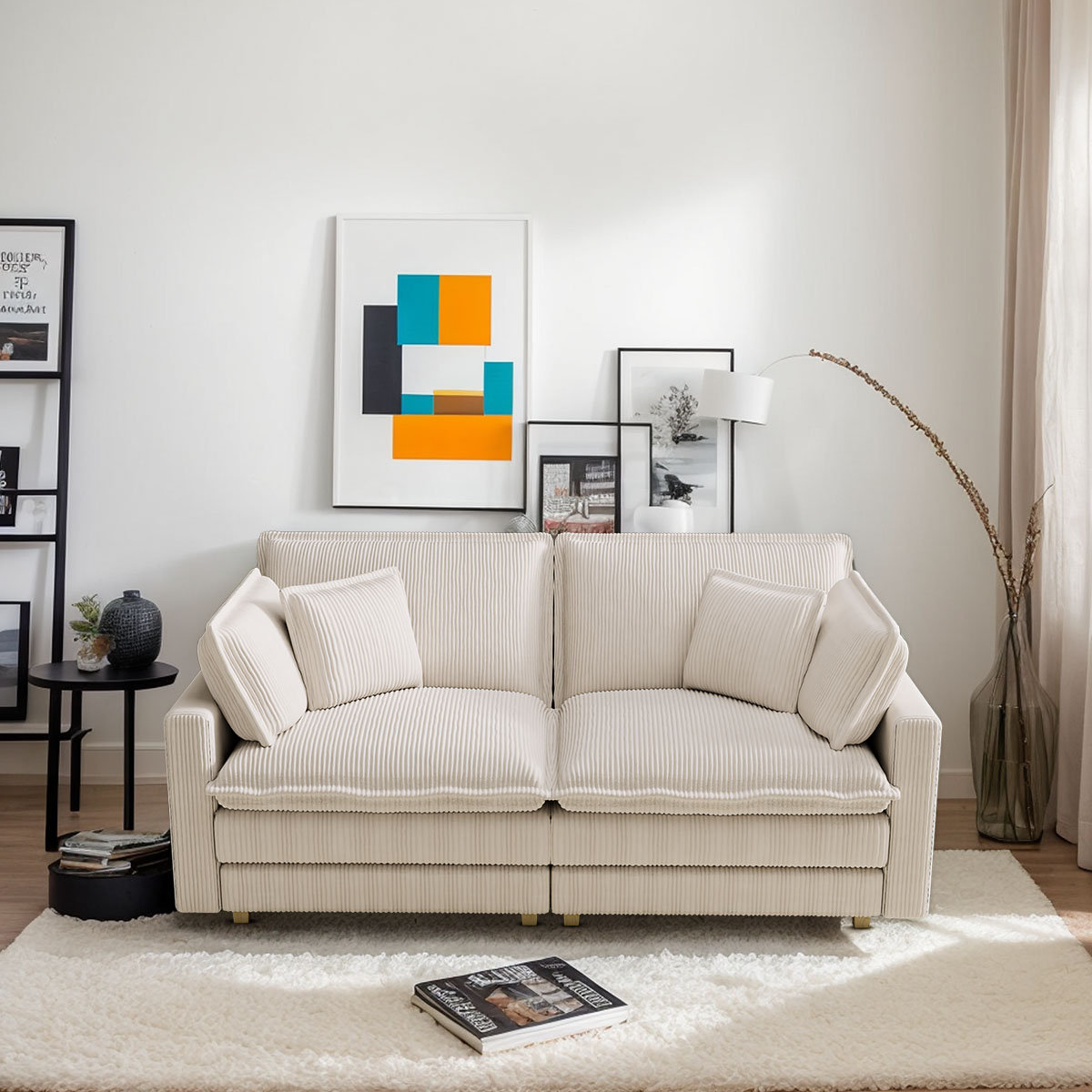 JUSGRY Modular Deep Seat Sectional Sofa with 4 Pillows | Modern Space ...