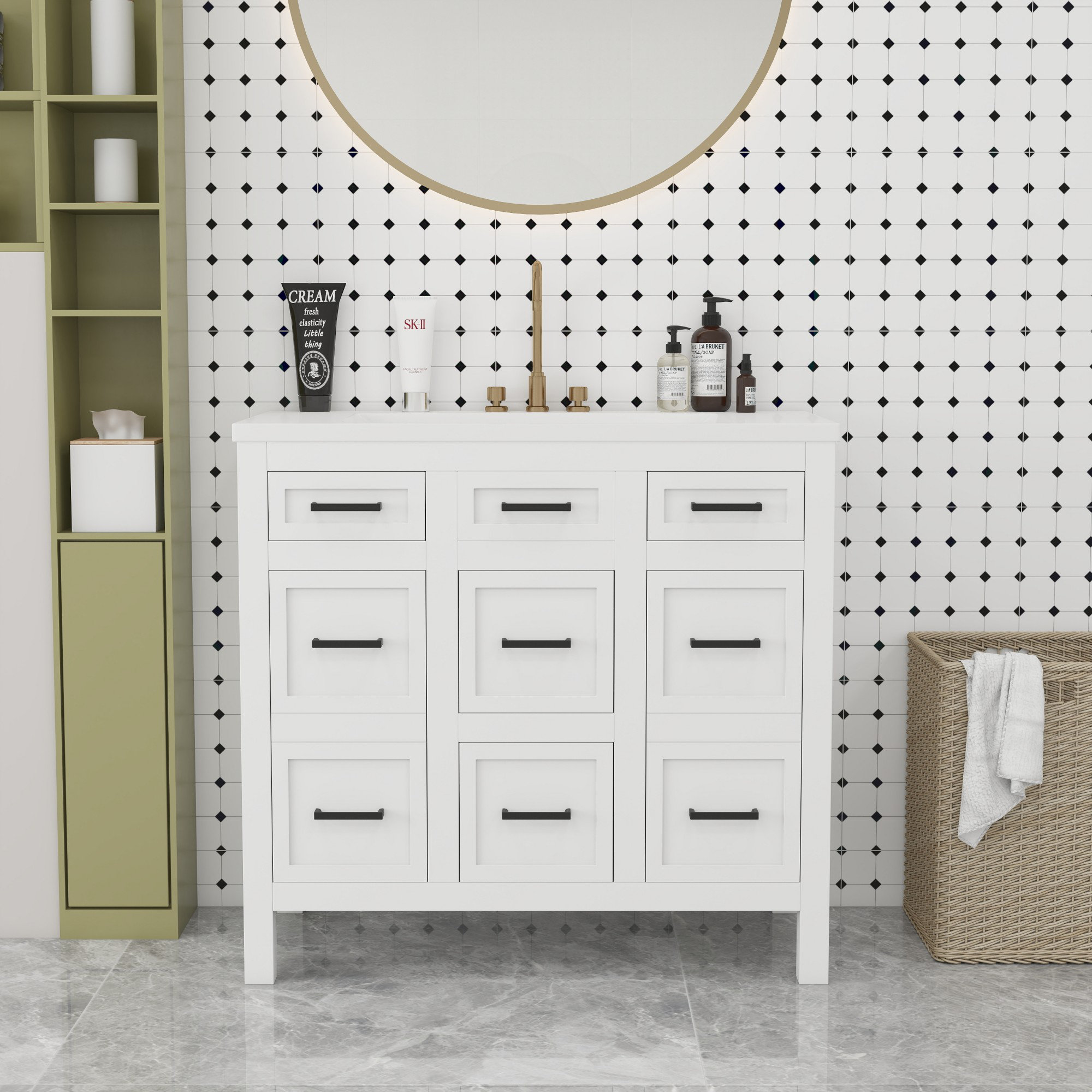 Ebern Designs Minimalist Design Storage Bathroom Vanity | Wayfair