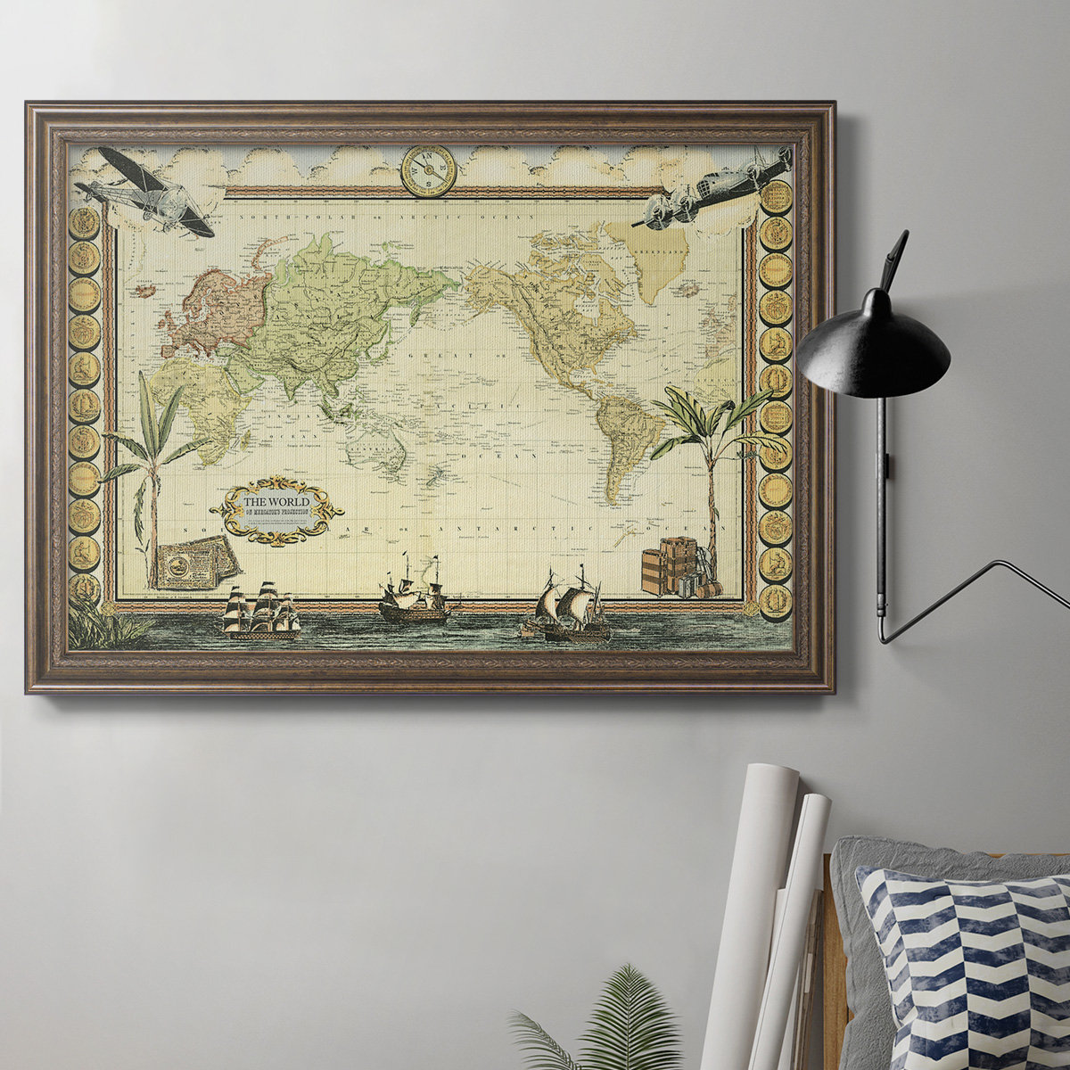 Longshore Tides Adventure Map Premium Framed Canvas- Ready To Hang ...