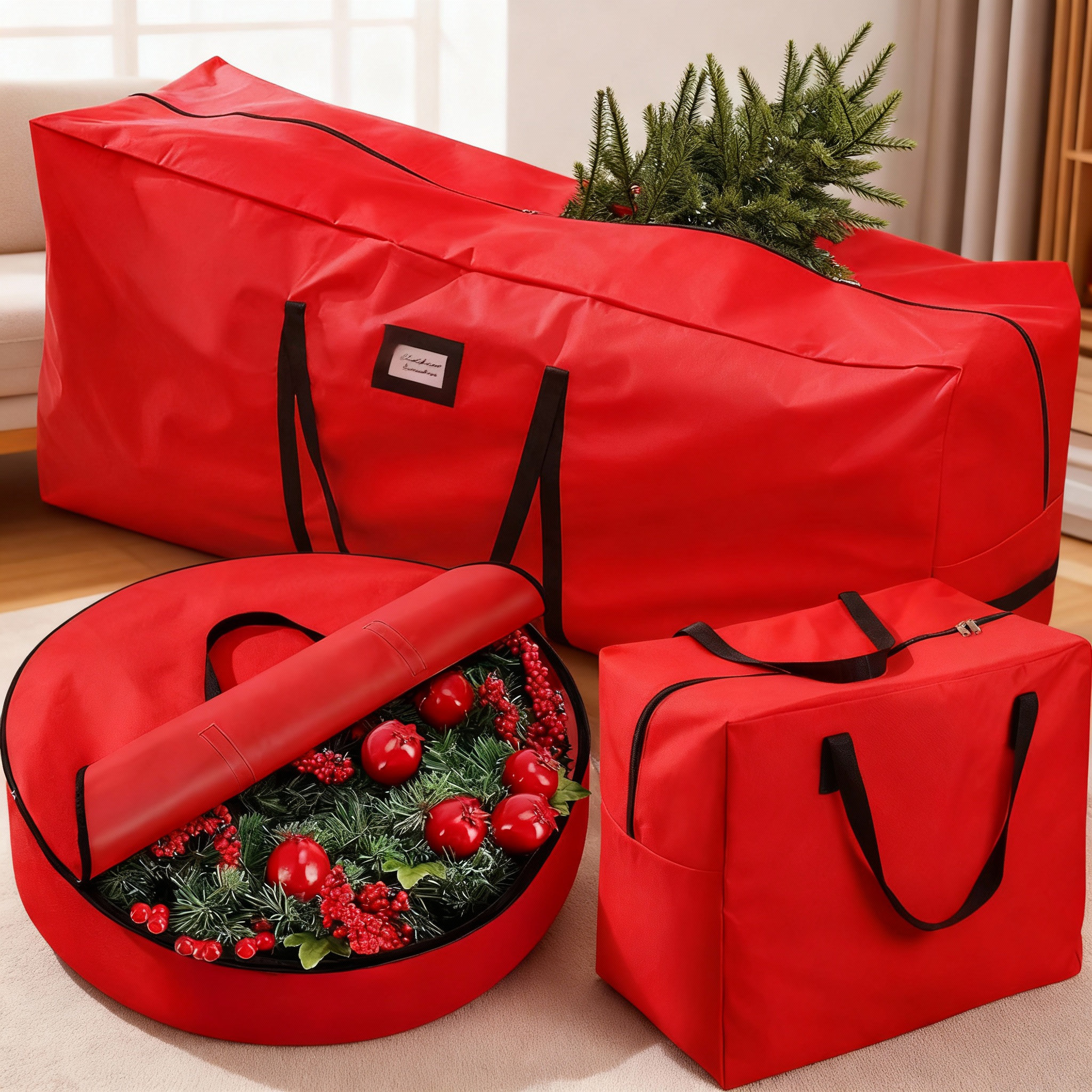 The Holiday Aisle® 3-Pack Beshir Bags - Durable Waterproof Artificial ...